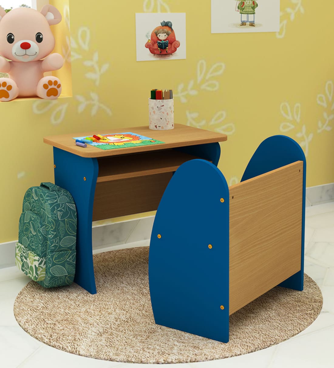 Buy Fun Study Table with Chair in Blue Colour by Sharky Kid Online ...