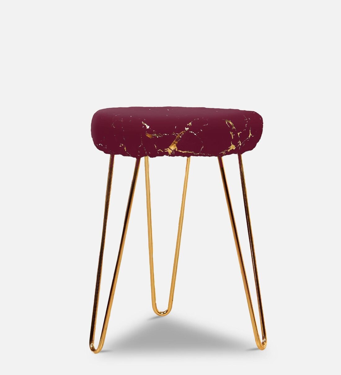 Buy Fur Seating Stool In Maroon & Gold Colour at 41% OFF by House of ...