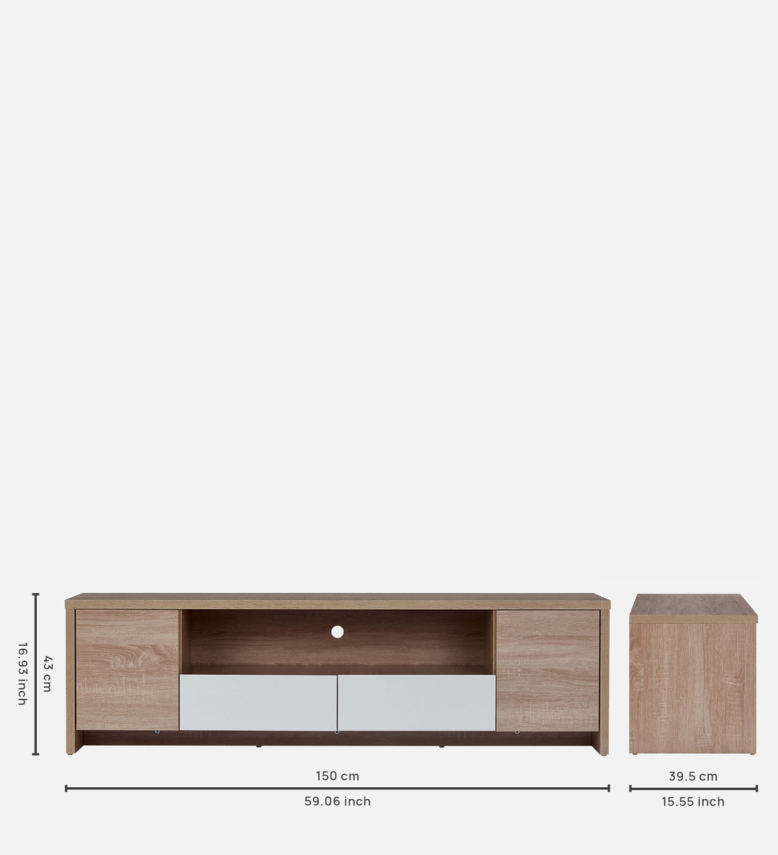 Buy Fusion TV Console for TVs in Oak & Glossy White Finish for TVs up ...