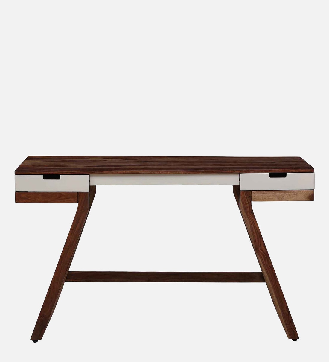 Buy Lisbon Sheesham Wood Writing Table In White On Rustic Teak Finish ...