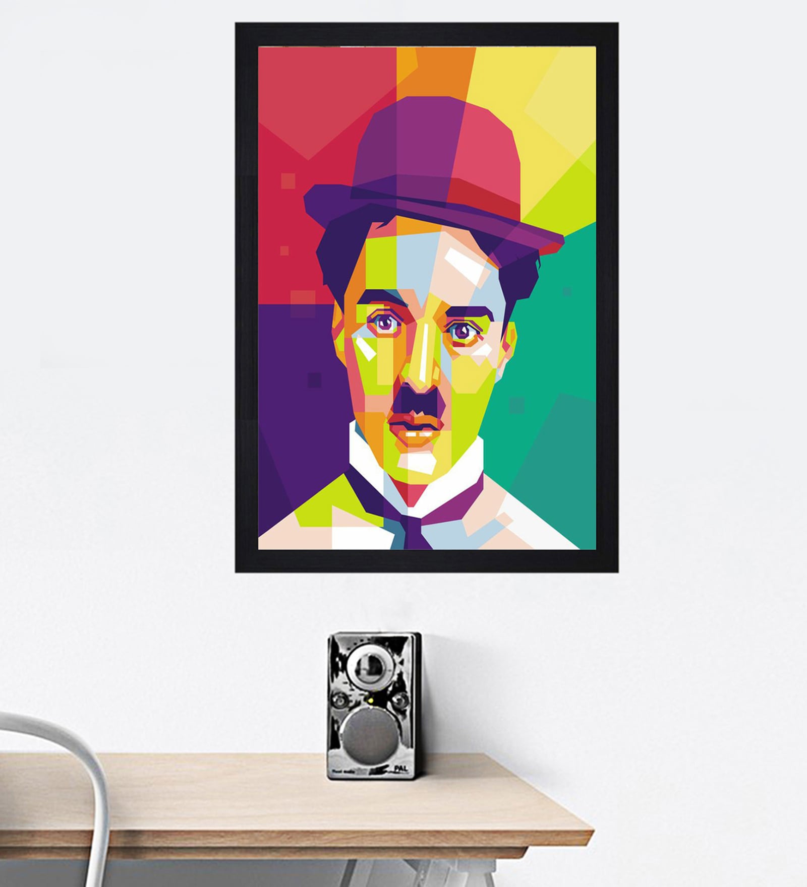 Buy Funny Charlie Chaplin Wooden Framed Art Print By Chaque Decor at 28 ...