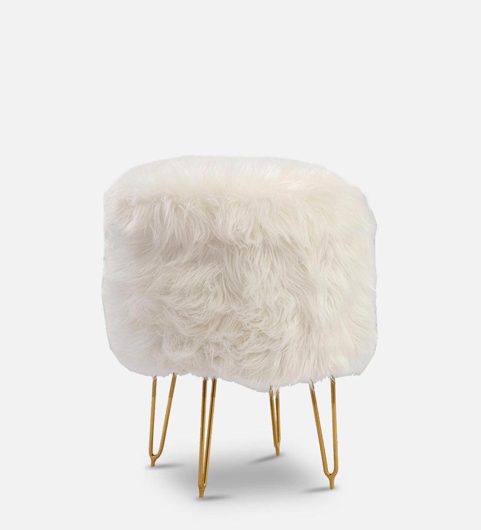 Buy Fur Seating Stool In White & Gold Colour at 41% OFF by House of ...