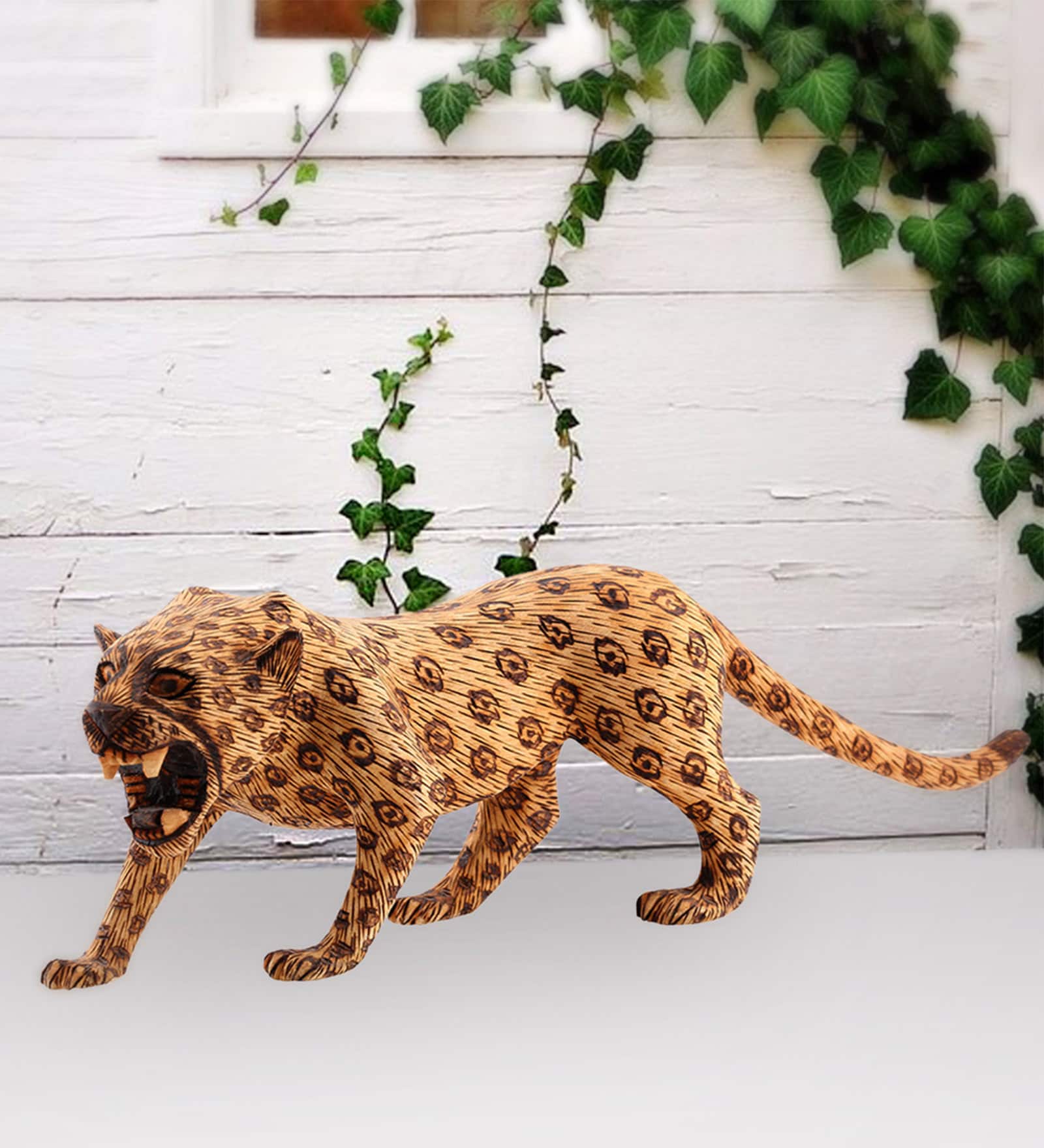 Buy Furncoms Brown Wooden Cheetah Showpiece Online - Animal Figurines ...
