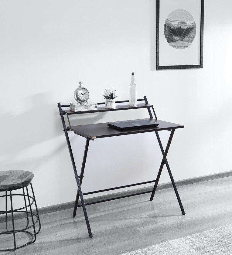 Buy Futura Folding Study Table in Black Colour by Woodware Online ...