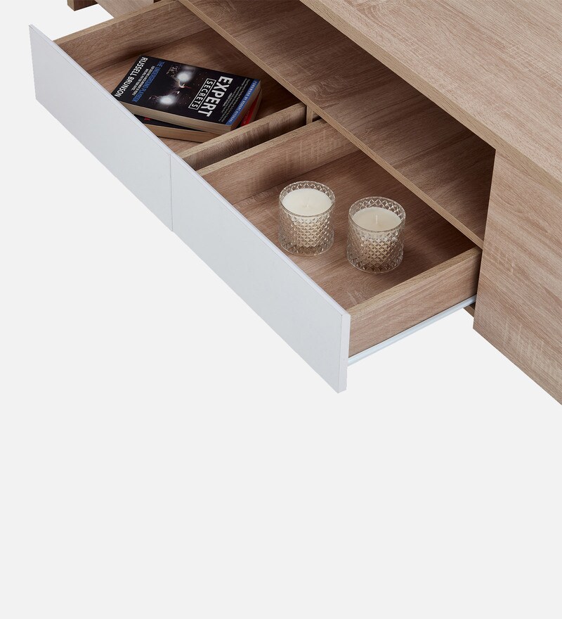 Buy Fusion TV Console for TVs in Oak & Glossy White Finish for TVs up ...