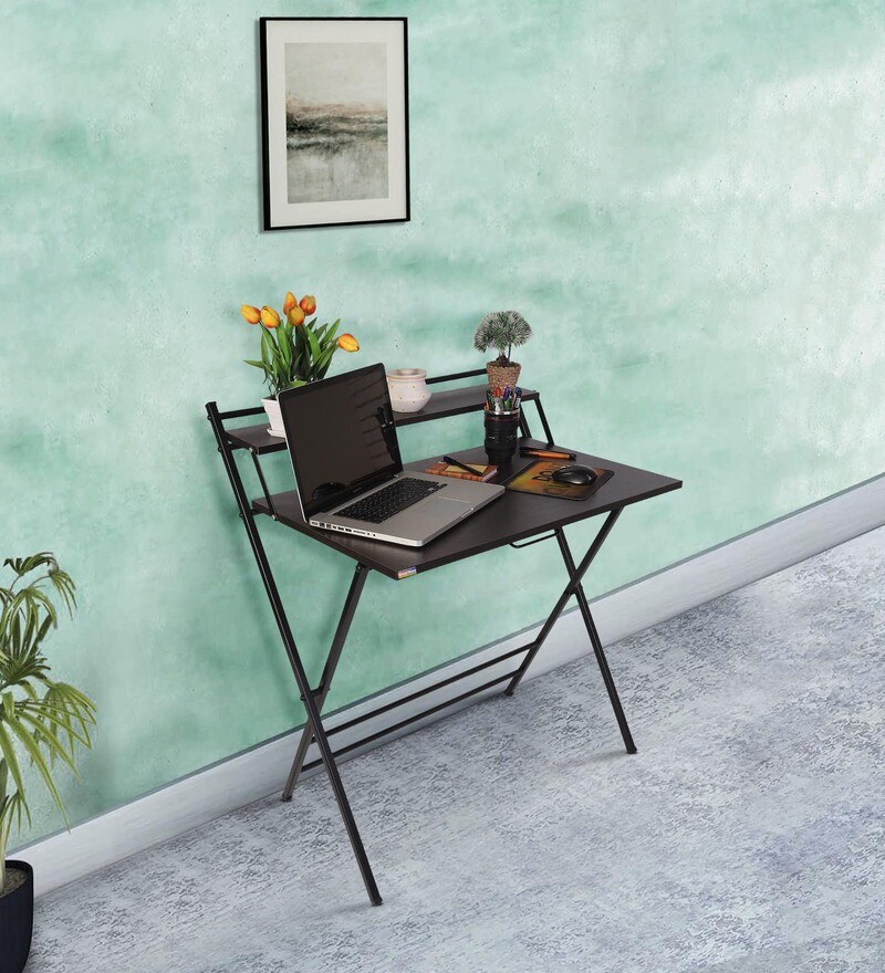Buy Futura Folding Study Table in Black Colour by Woodware Online ...