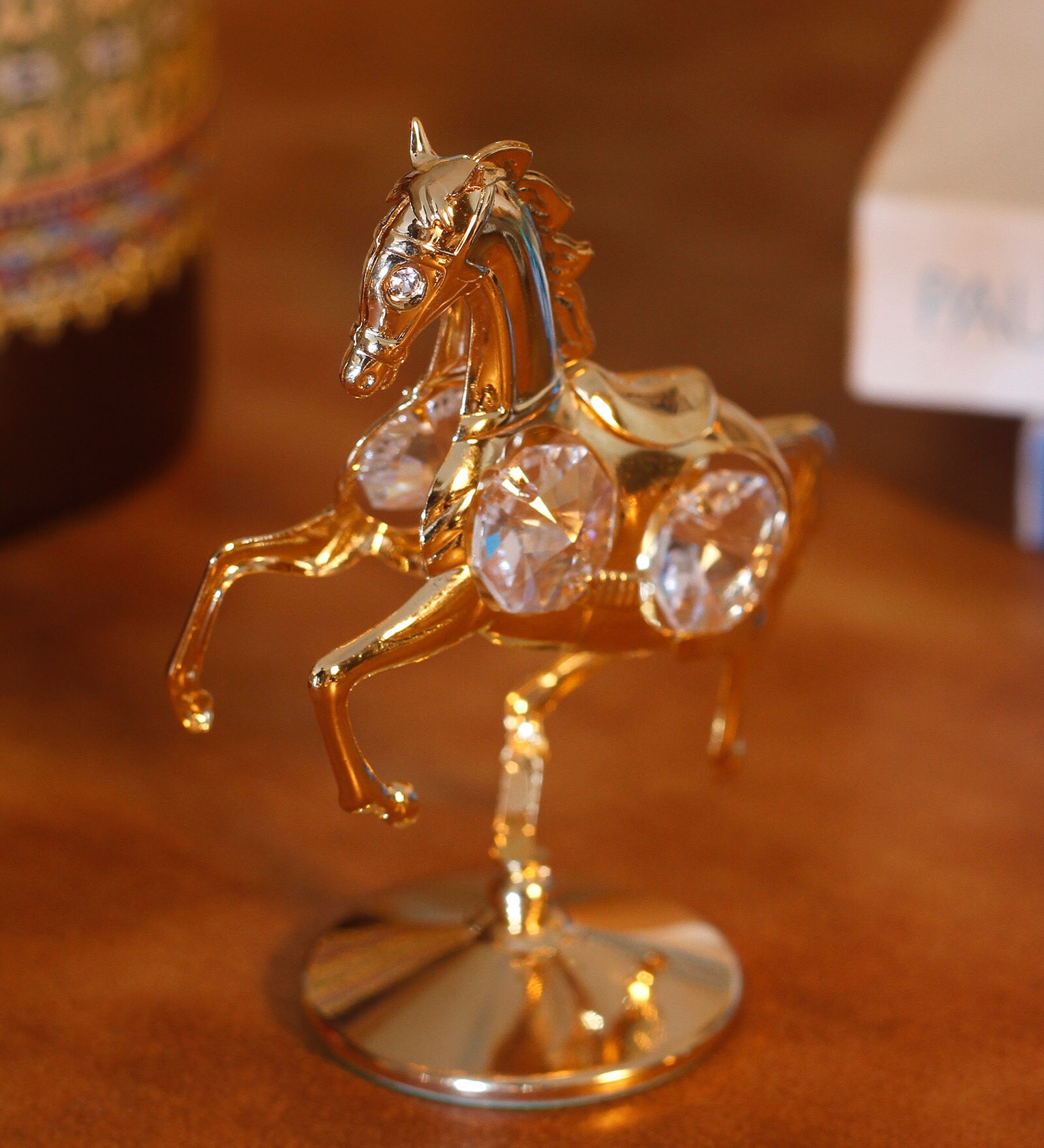 Buy G n G 24K Gold Plated with Swarovski Crystals Horse Showpiece ...