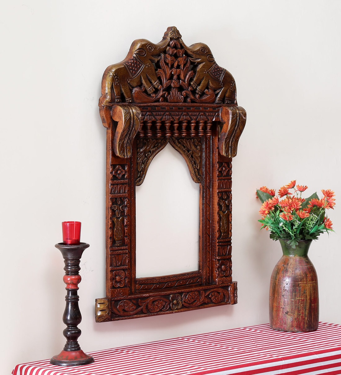 Buy Solid Wood Jharokha in Brown Colour by Designs Craft Online ...