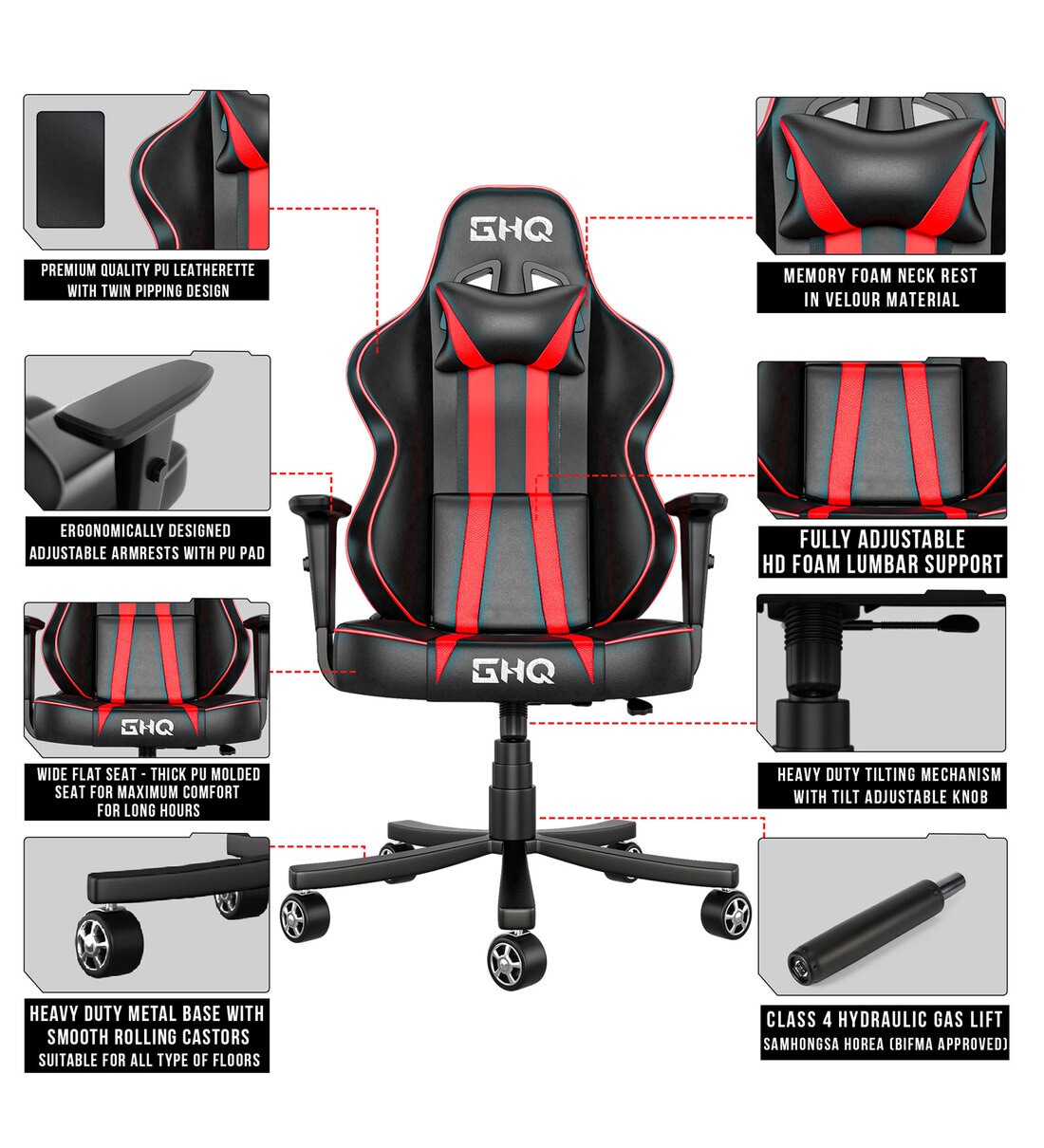 Buy Nintendo Gaming Chair in Black and Red Colour by Gaming HQ Online ...