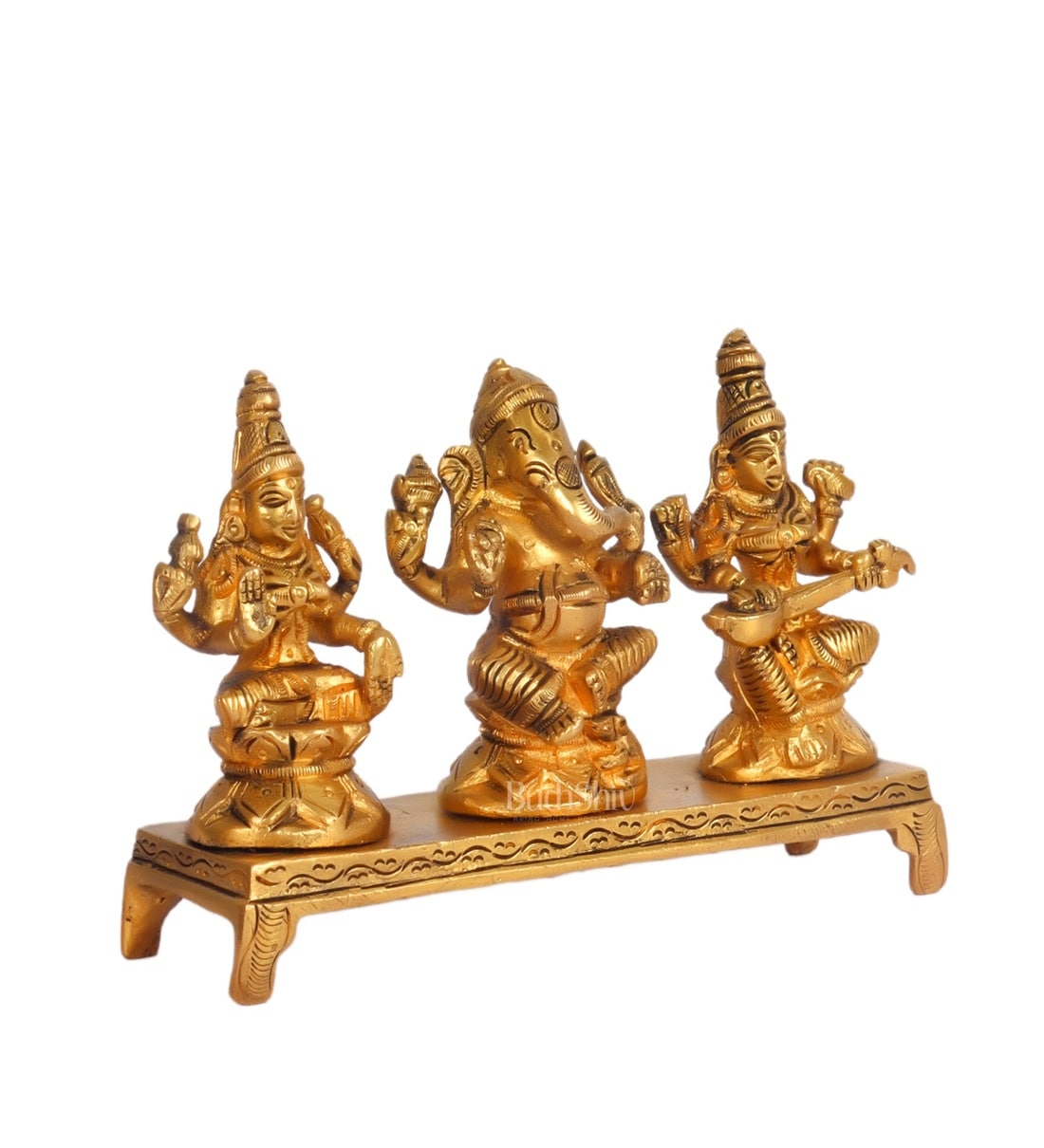Buy Ganesha Lakshmi Saraswati Brass Religious Idol by BudhShiv Online ...