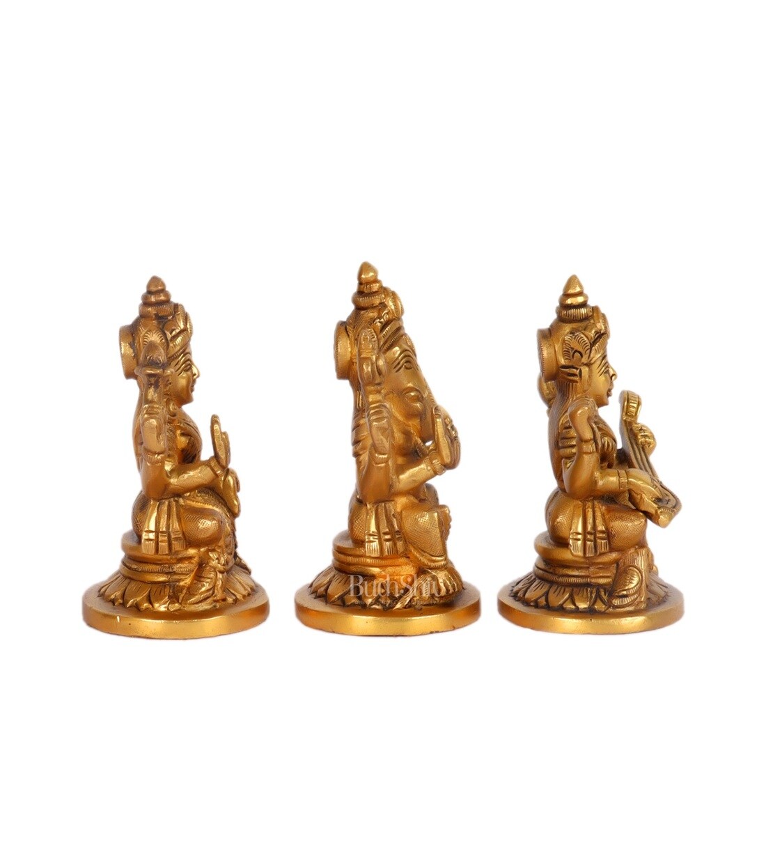 Buy Ganesha Lakshmi Saraswati Brass Religious Idol by BudhShiv Online ...