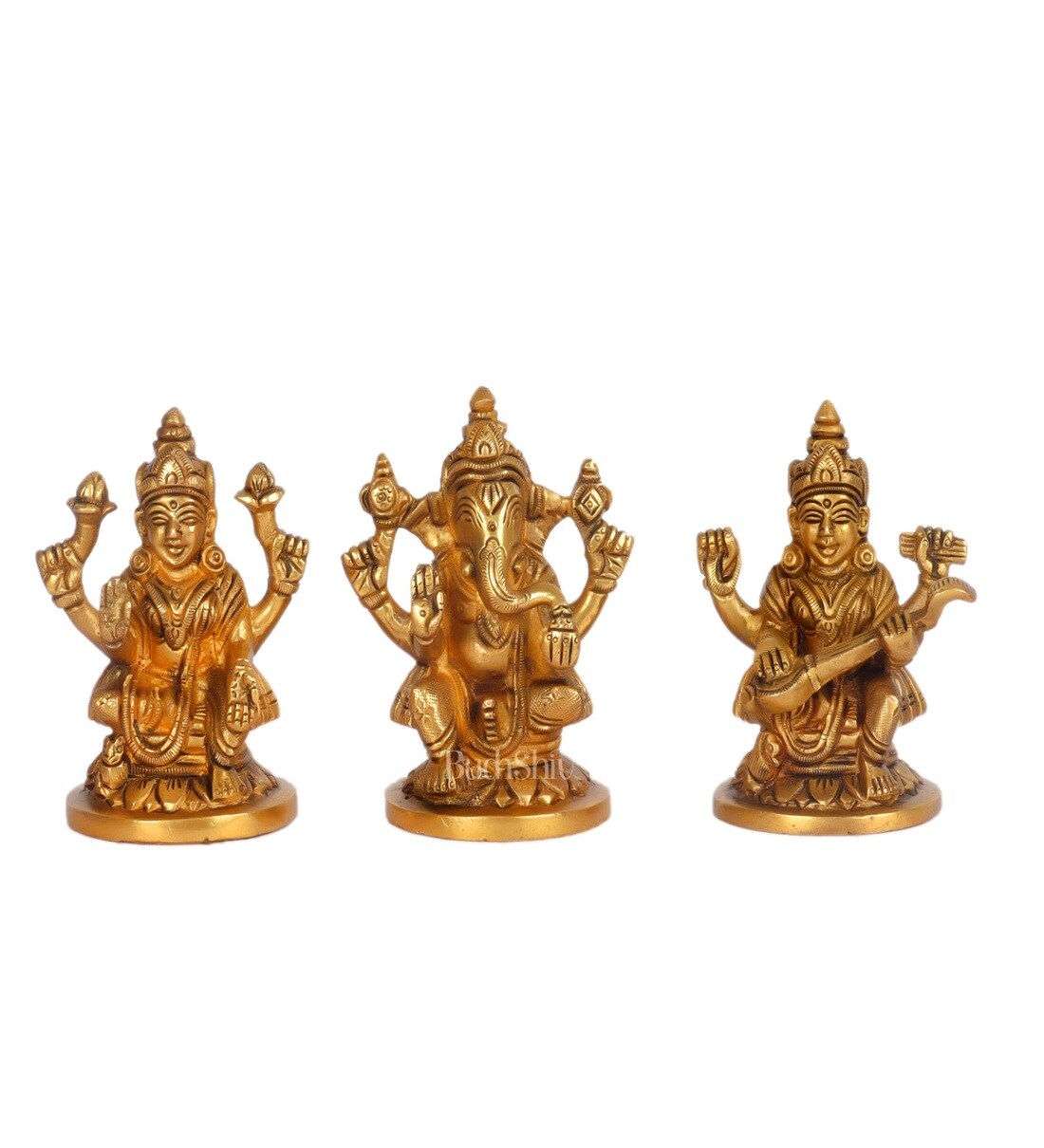 Buy Ganesha Lakshmi Saraswati Brass Religious Idol by BudhShiv Online ...