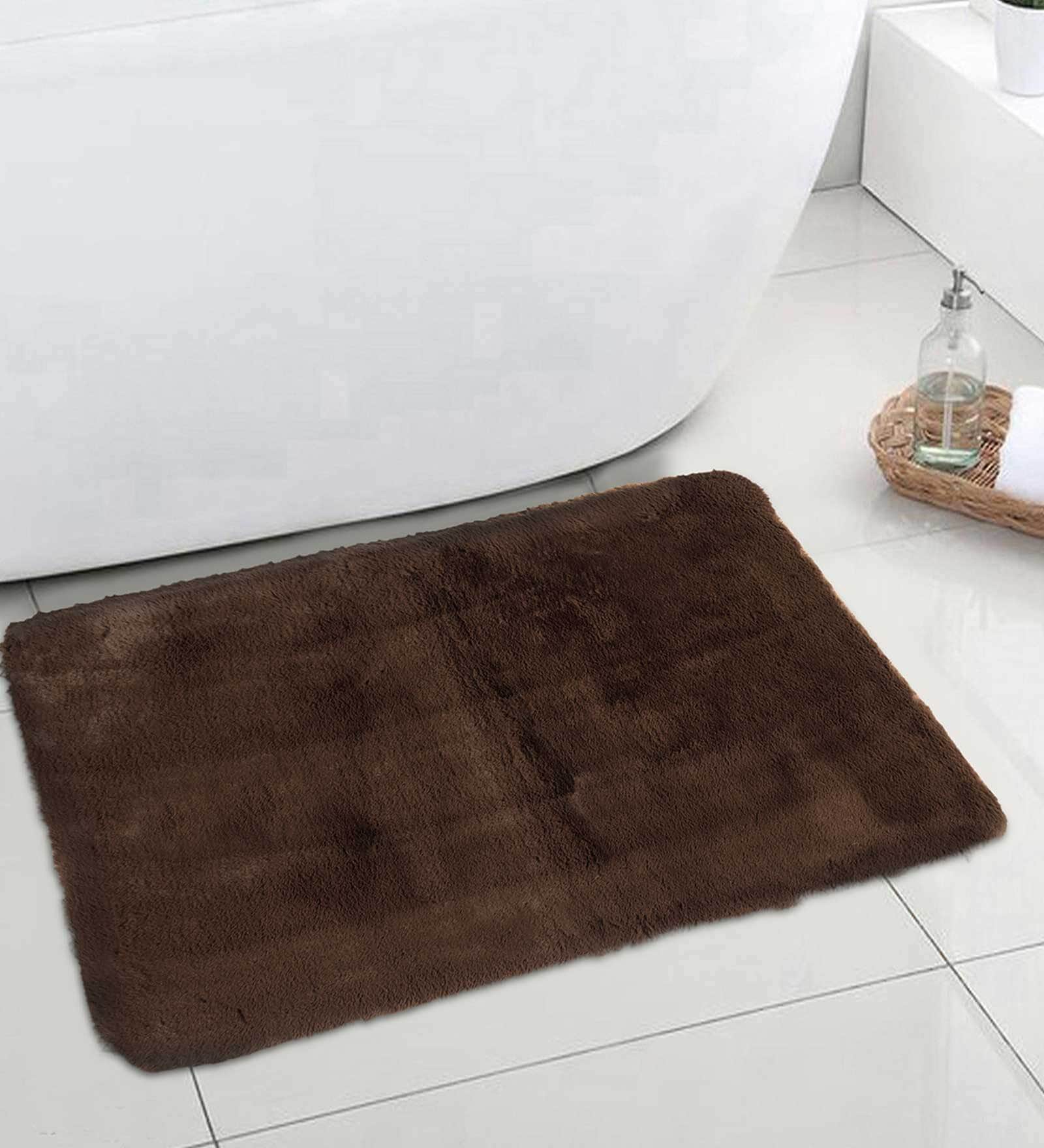 Buy Brown Solid Cotton 16x13 Inches AntiSkid Bath Mat by Obsessions at ...