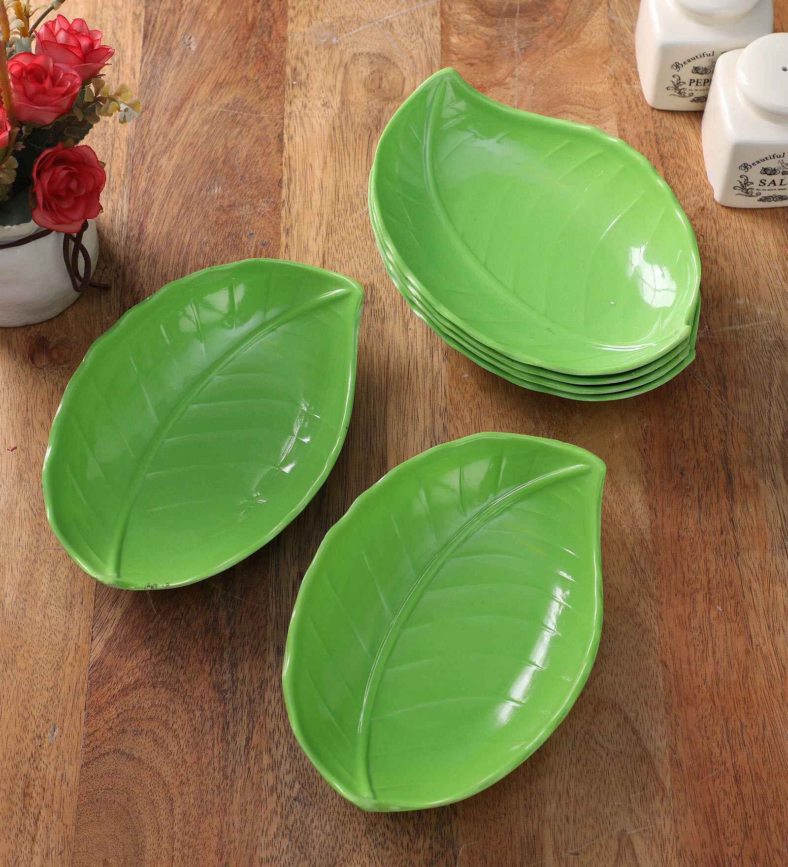 Buy Green Patta Melamine Plates - 6 pieces by Gallery99 at 31% OFF by ...