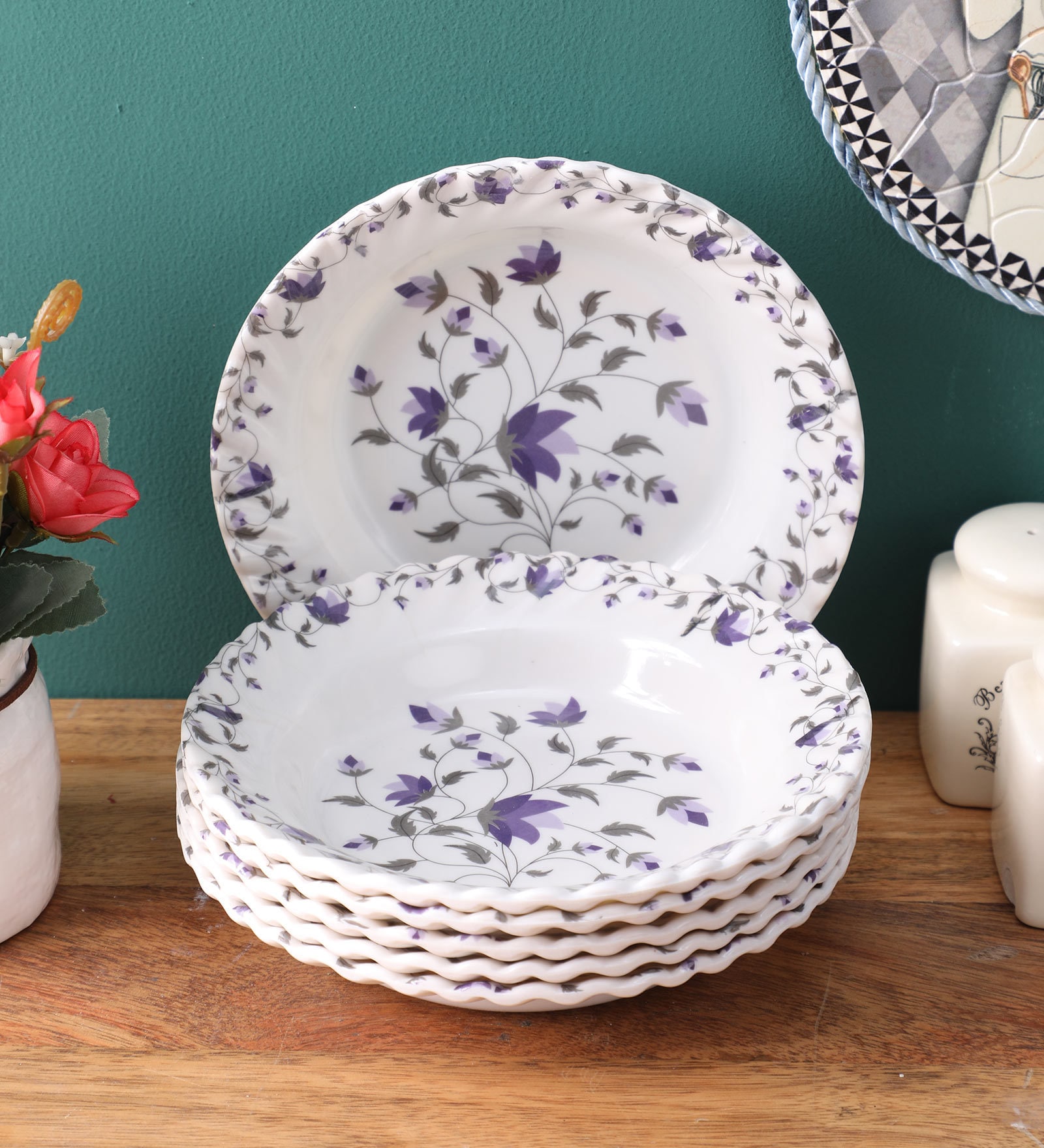 Buy White Floral Melamine Plates - 6 pieces by Gallery99 at 63% OFF by ...