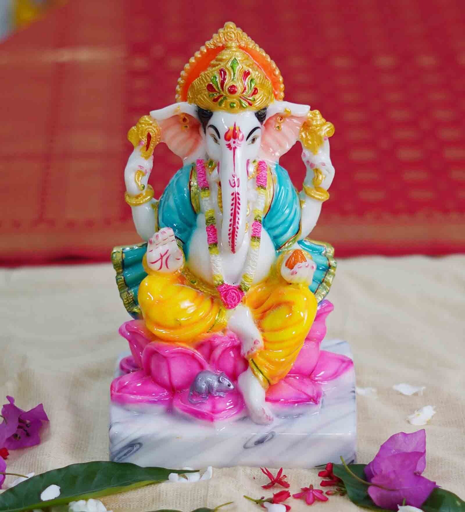 Buy Ganesh Handpainted Idol at 20% OFF by Chaque Decor | Pepperfry