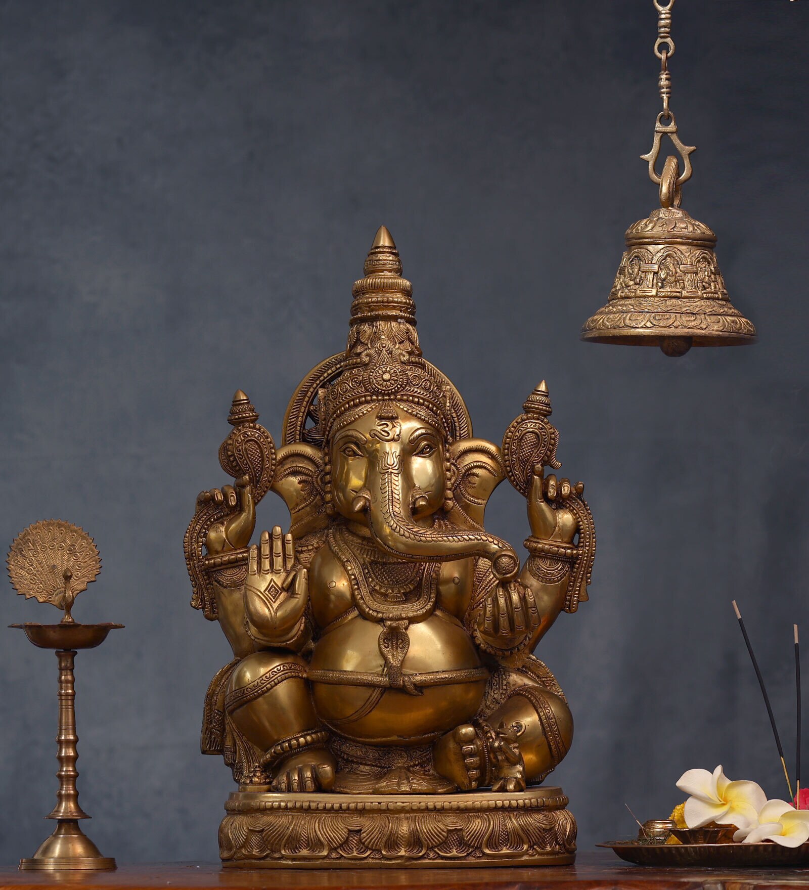Buy Ganesha Posture Brass Gold Religious Idol at 9% OFF by Urbancart ...