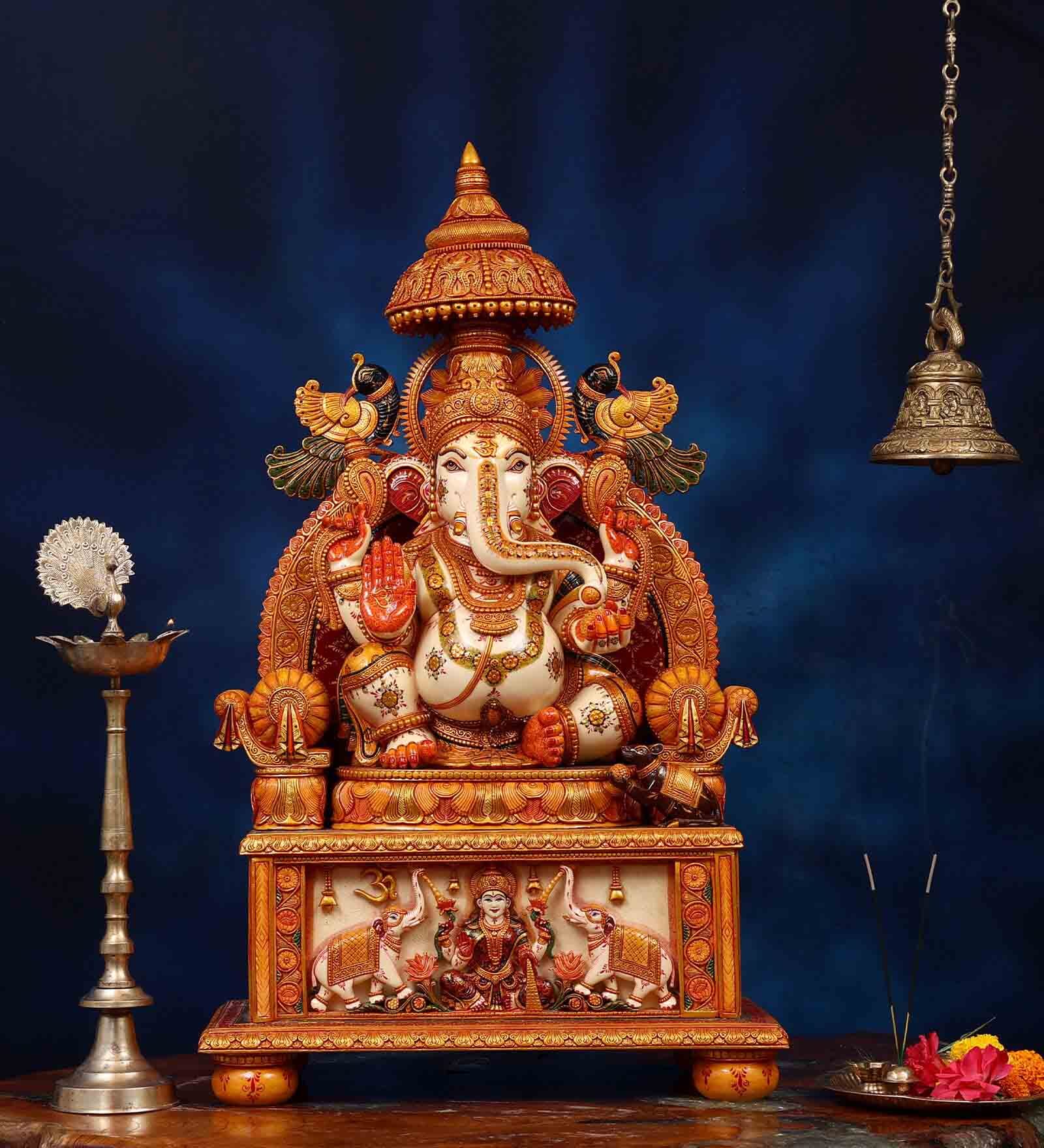 Buy Ganesha Traditional Stone Multicolour Religious Idol at 10% OFF by ...