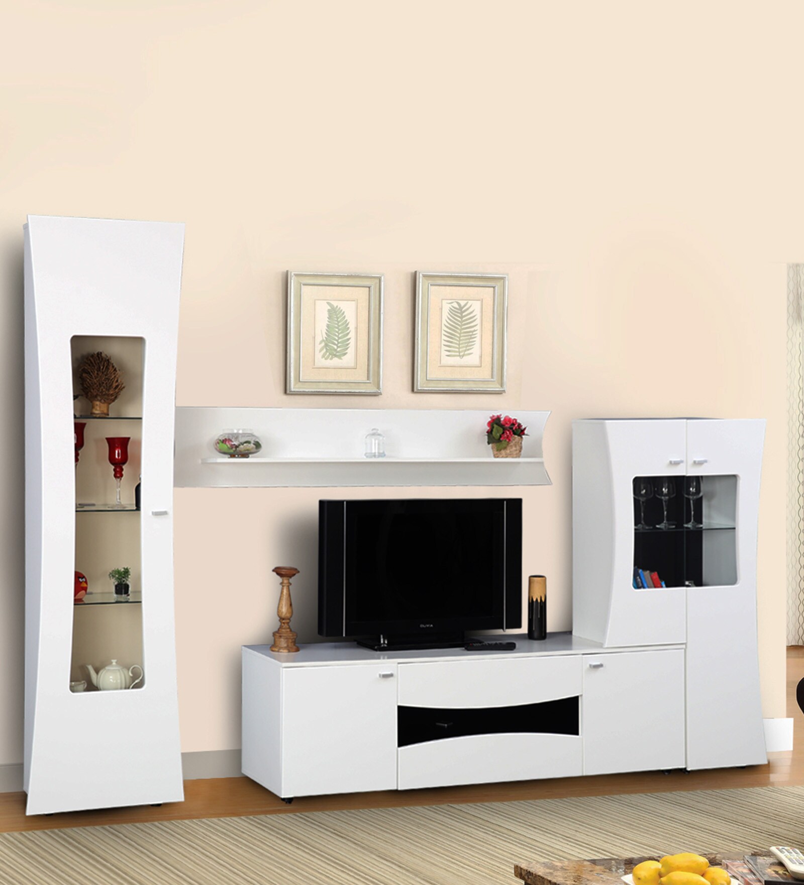 Buy Garnet TV Unit in High Gloss White Finish by HomeTown Online - TV Units - TV Units ...