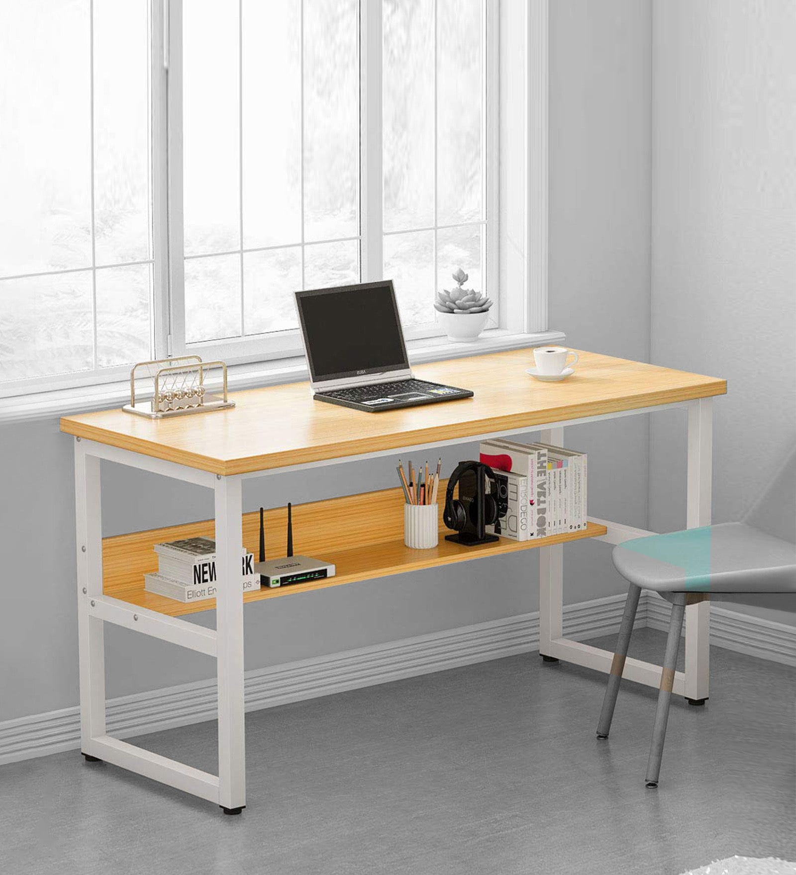 Buy Gayle (Medium) Metal Writing Table in Bavarian Beech Colour at 48% ...