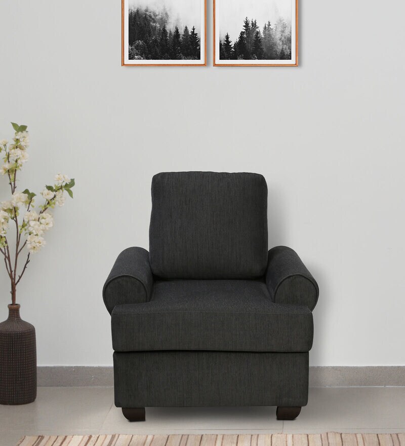 Buy Livigno Fabric 1 Seater Sofa In Charcoal Grey Colour By Woodsworth ...