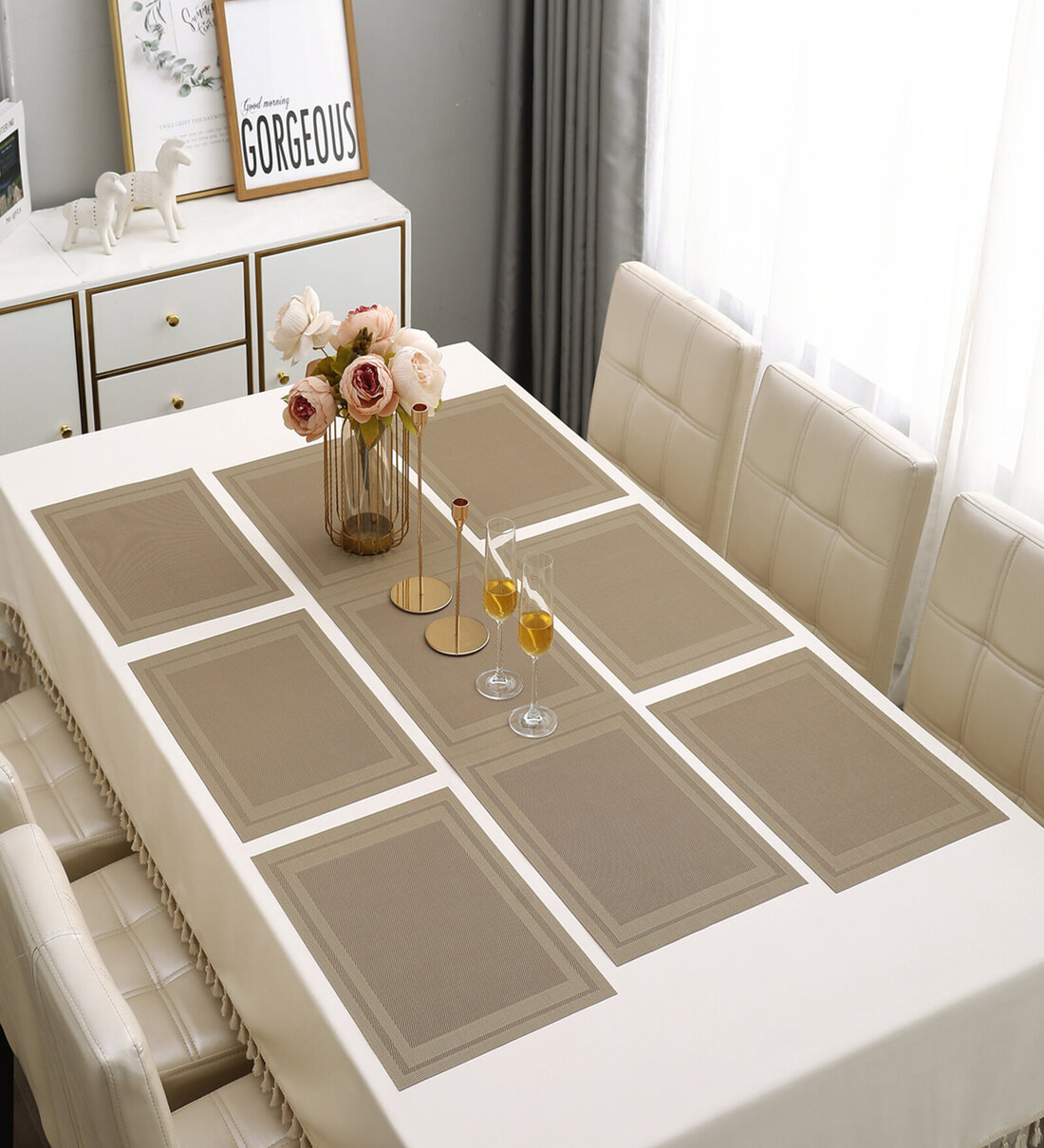 Buy Geometric Beige (18 x12) PVC Table Linen (Set of 7) at 17% OFF by ...