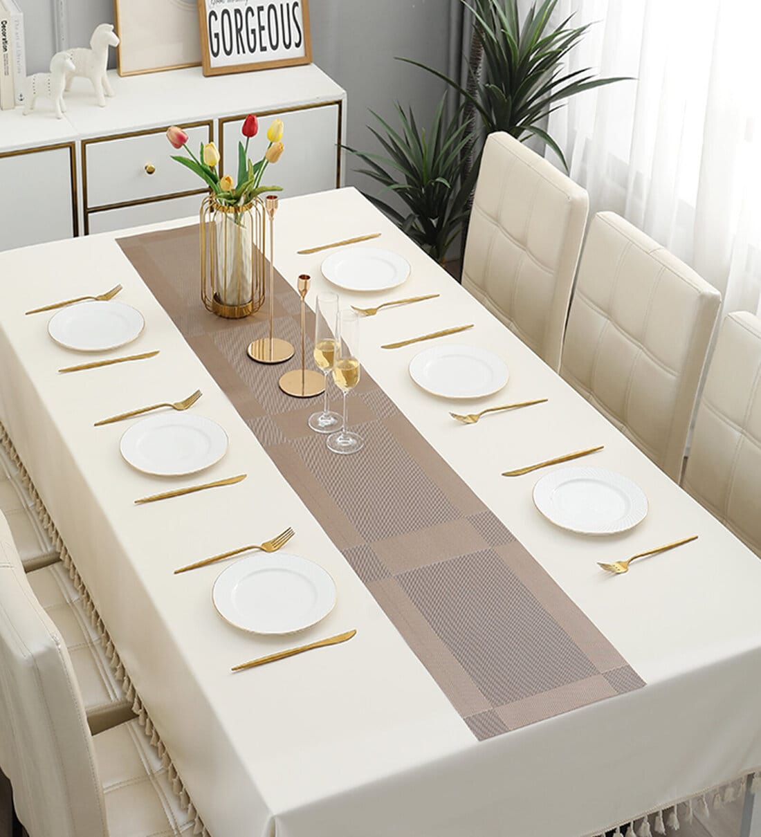Buy Geometric Brown (71 x12) PVC Table Runner at 31% OFF by HOKIPO ...