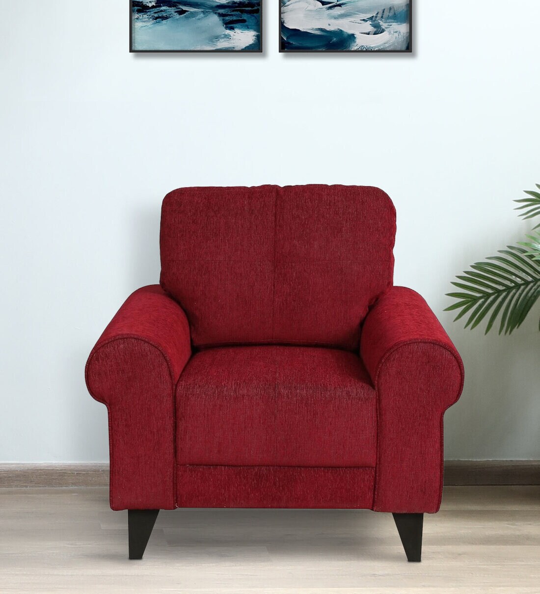 Buy Madrid Fabric 1 Seater Sofa In Rust Red Colour By Woodsworth Online ...