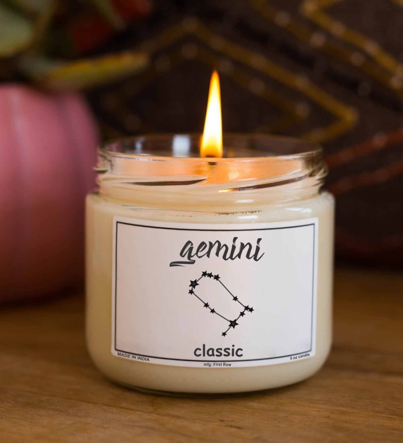Buy Gemini Sun Sign 5Oz White Color Glass Jar Classic Scent Zodiac ...