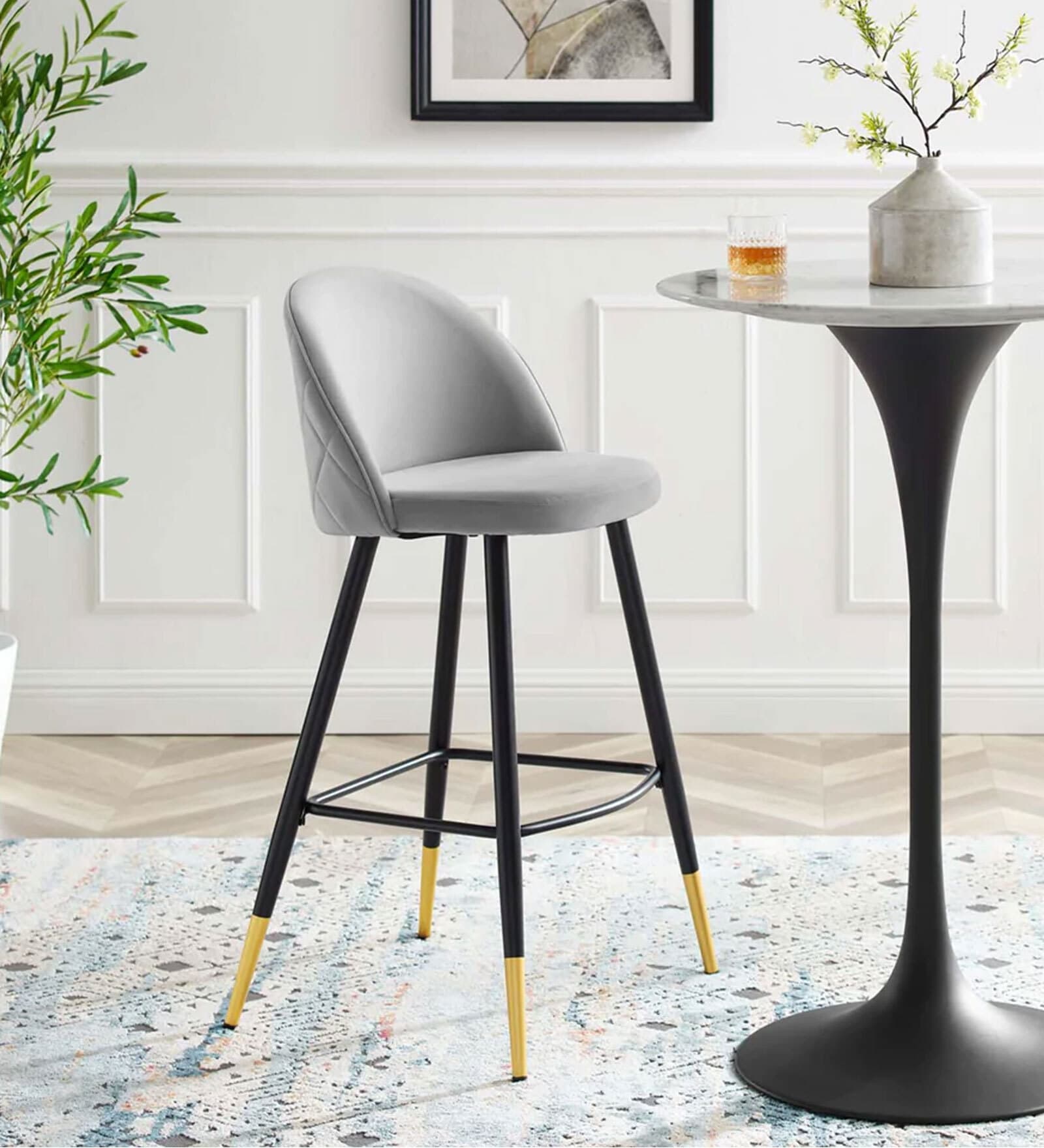 Buy Genesis Bar Stool in Light Grey Colour by Tribe Wood Online ...