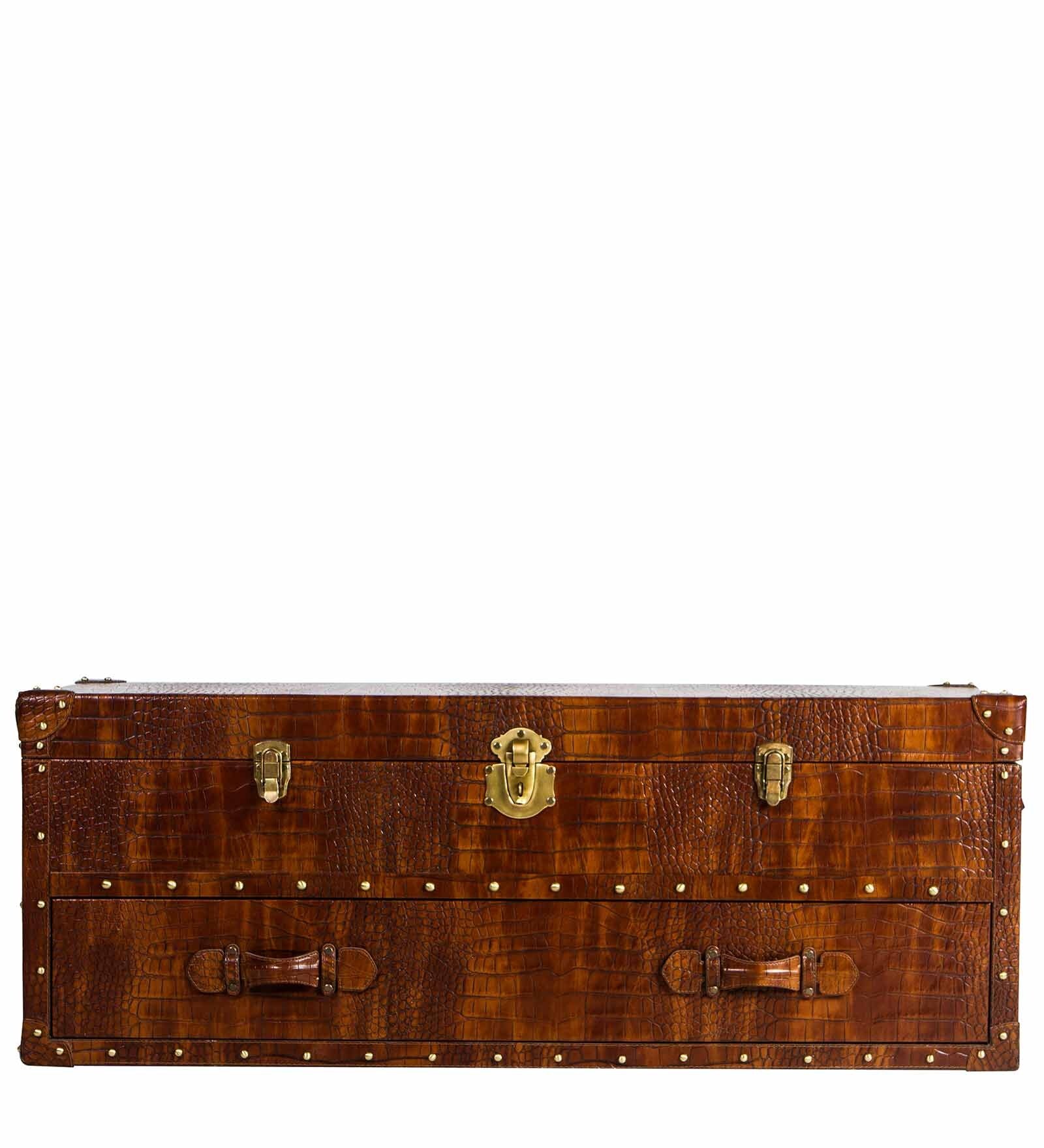 Buy Genuine Leather Storage Trunk in Brown Colour by Three Sixty Degree ...