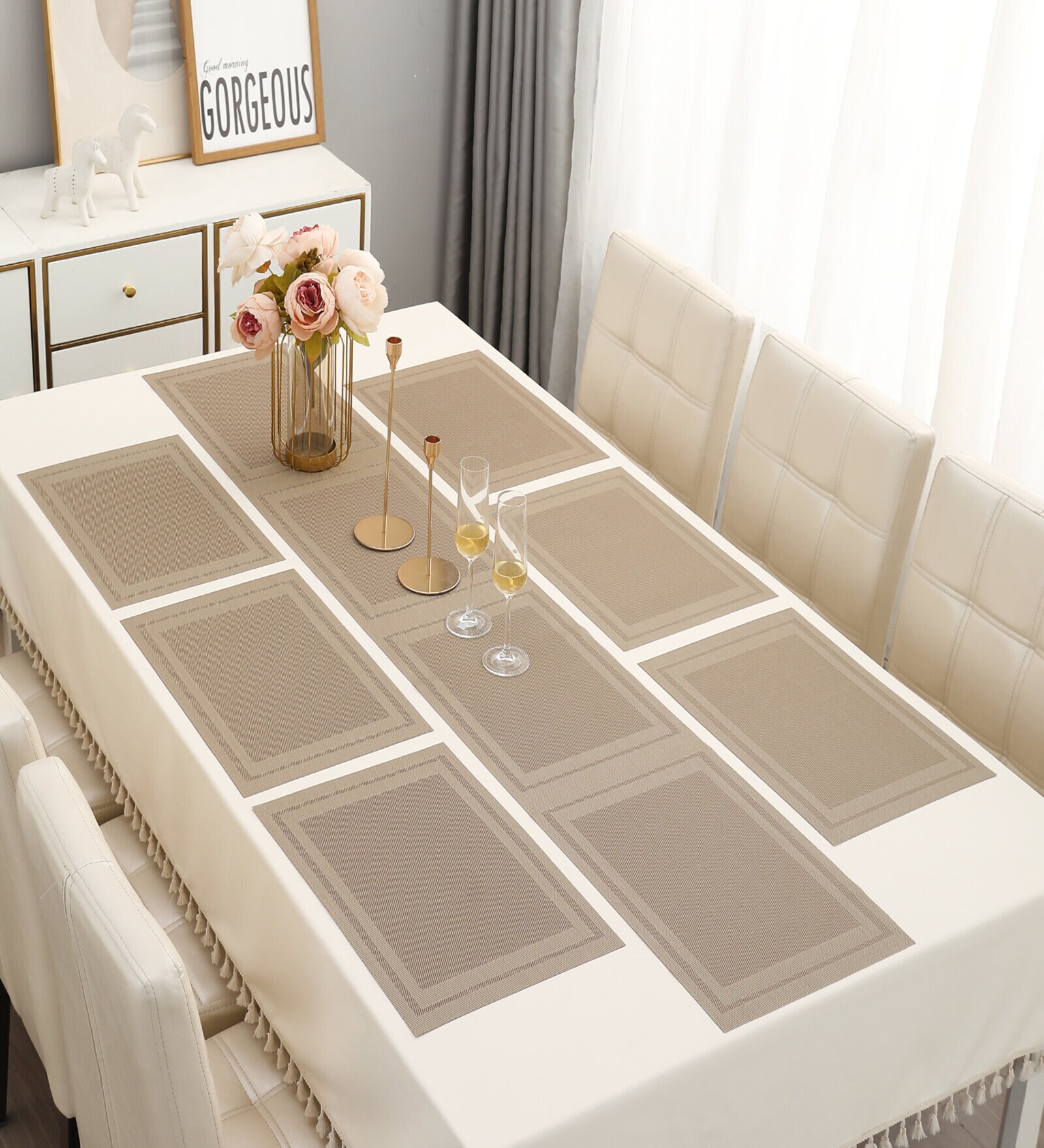 Buy Geometric Beige (18 x12) PVC Table Linen (Set of 7) at 9% OFF by ...