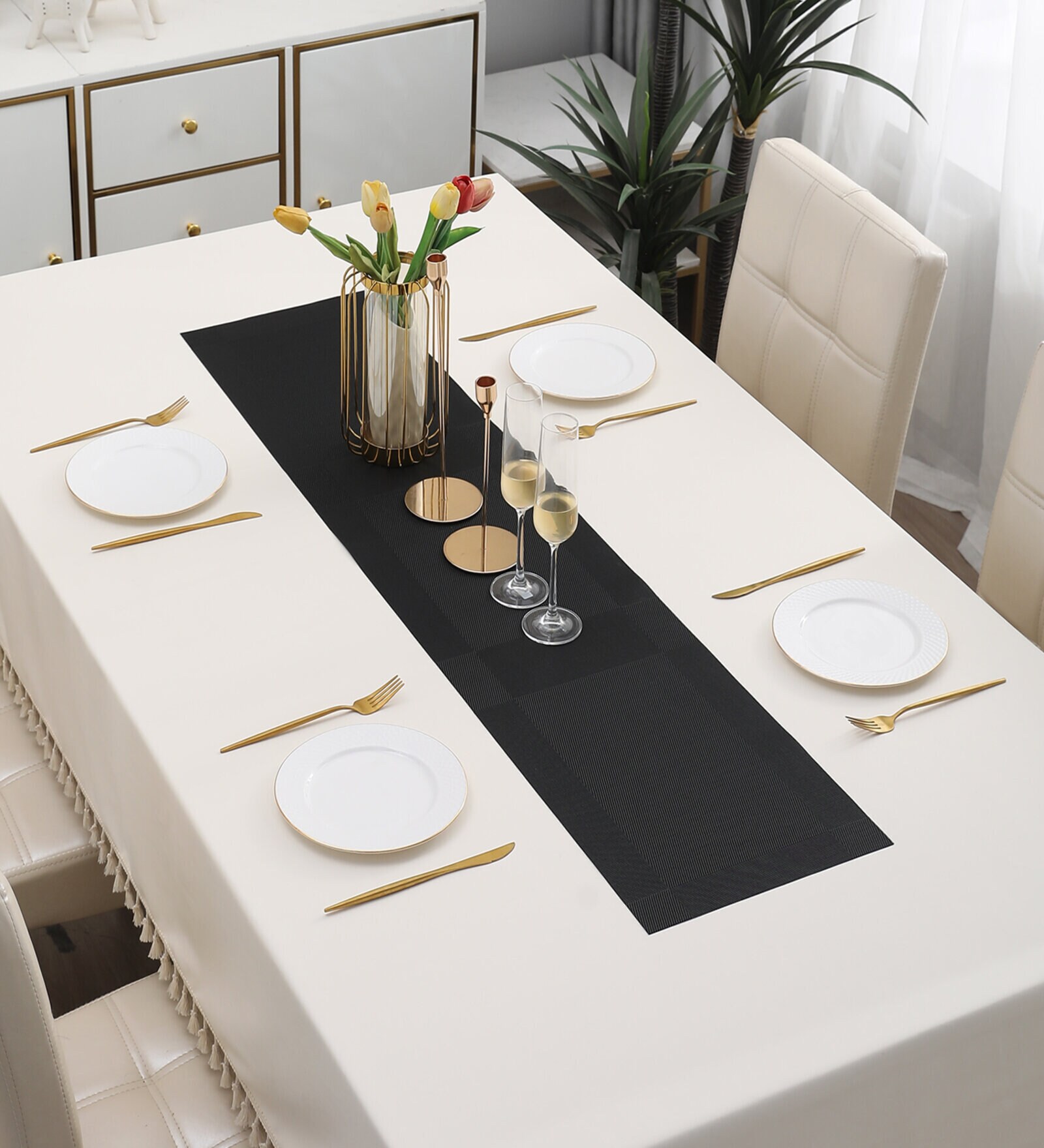 Buy Solid Black (53 x12) PVC Table Runner at 33% OFF by HOKIPO | Pepperfry