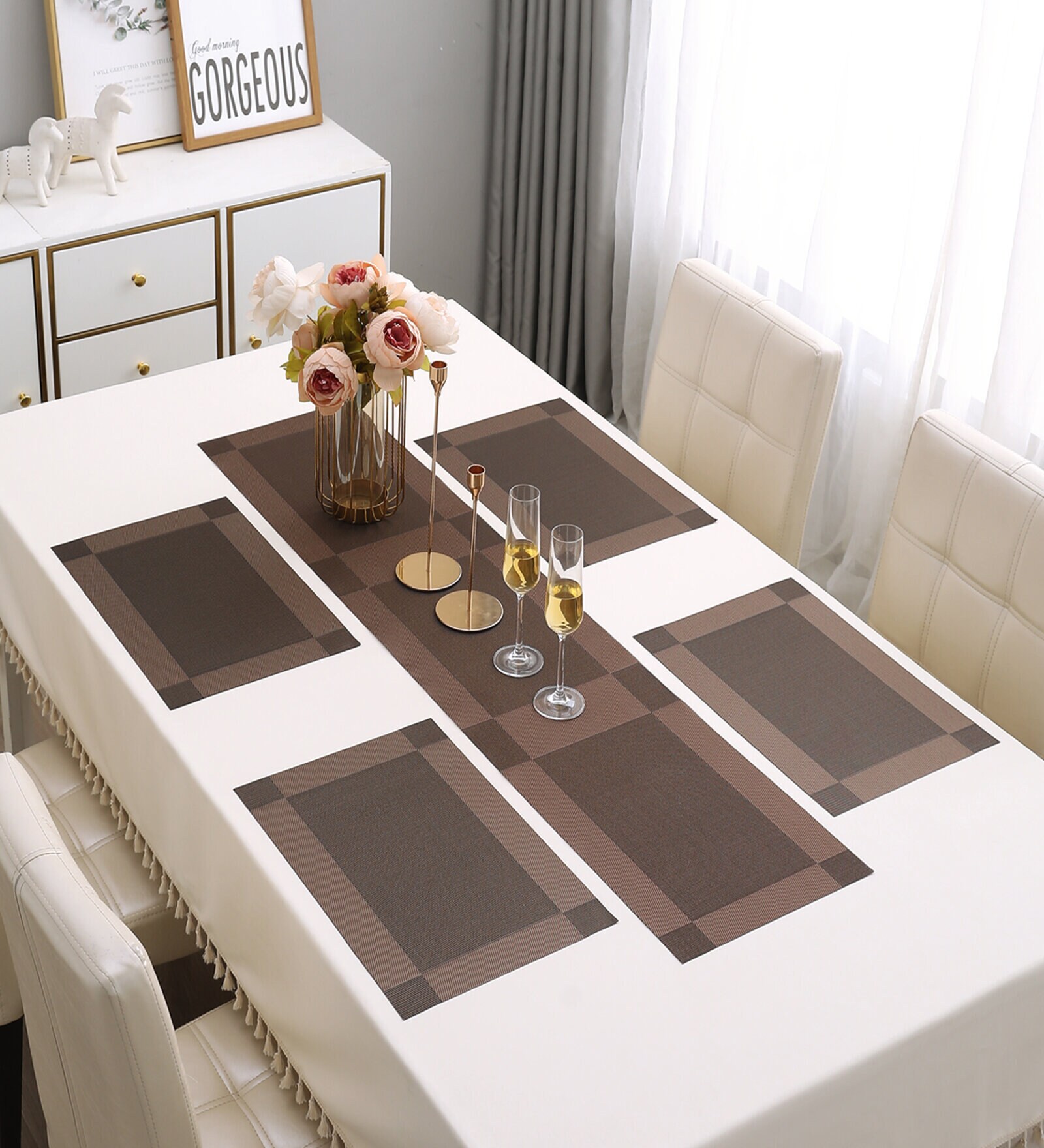 Buy Geometric Brown (18 x12) PVC Table Linen (Set of 5) at 27% OFF by ...