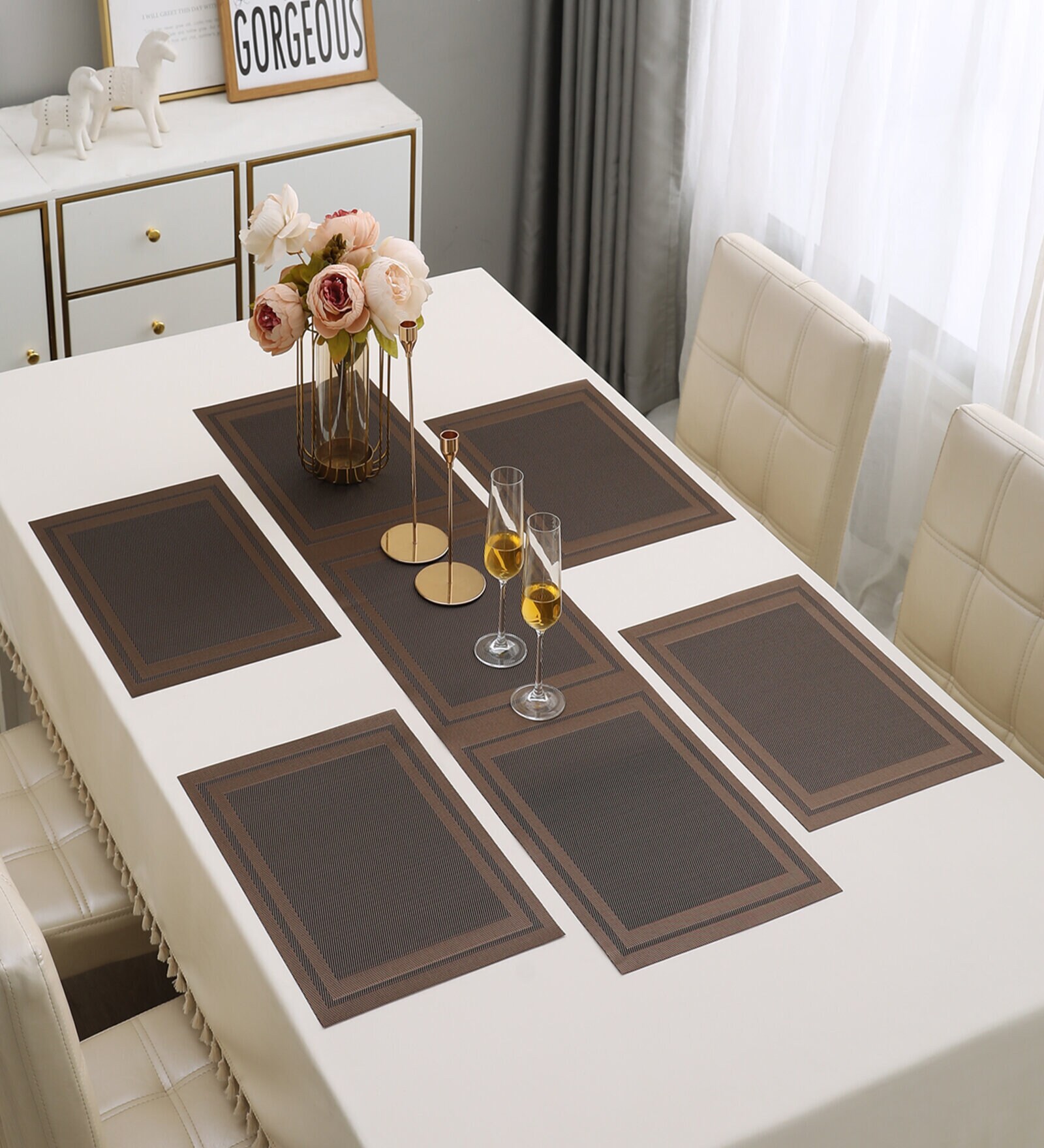 Buy Geometric Brown (18 x12) PVC Table Linen (Set of 5) at 20% OFF by ...