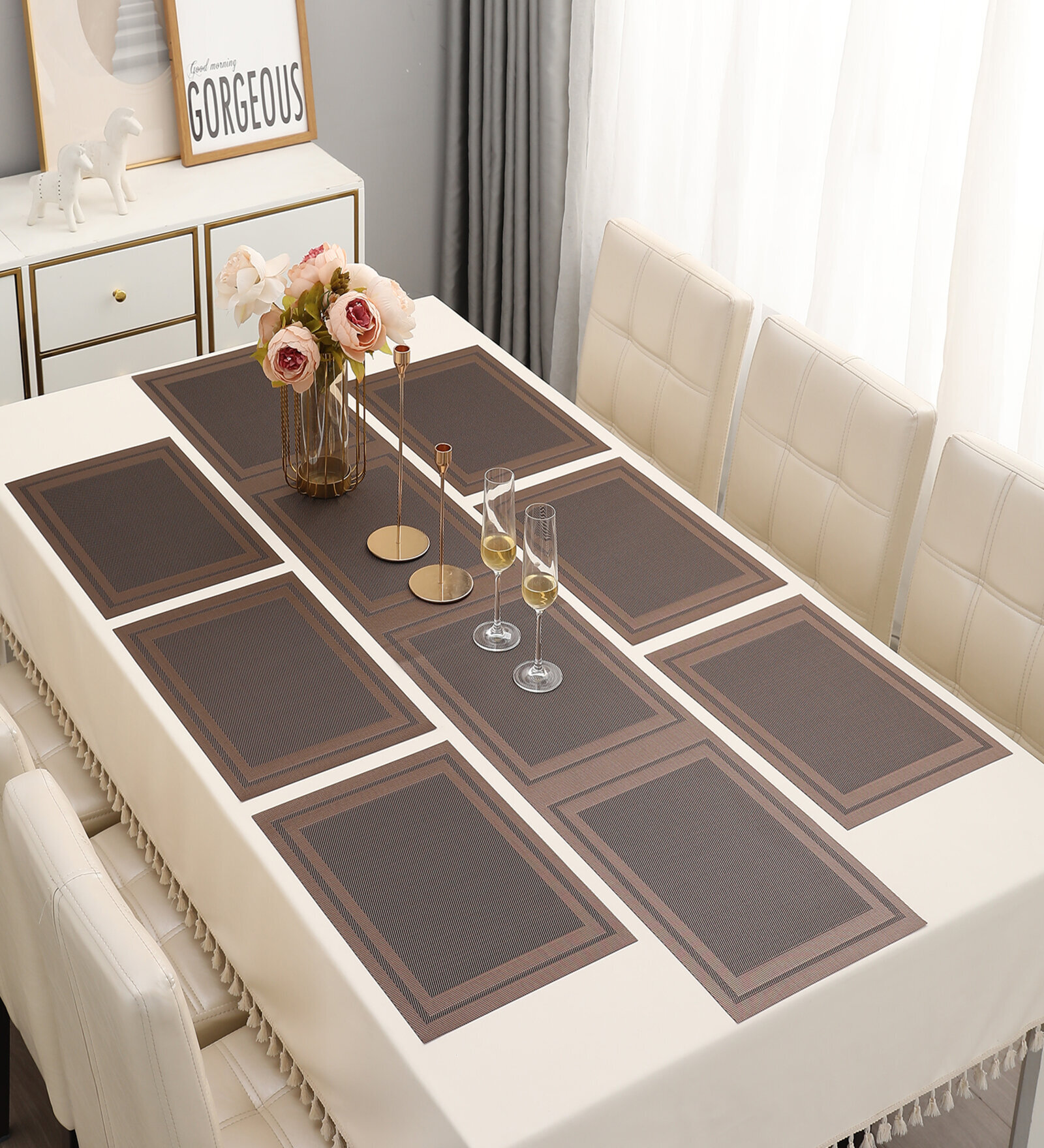 Buy Geometric Brown (18 x12) PVC Table Linen (Set of 7) at 15% OFF by ...