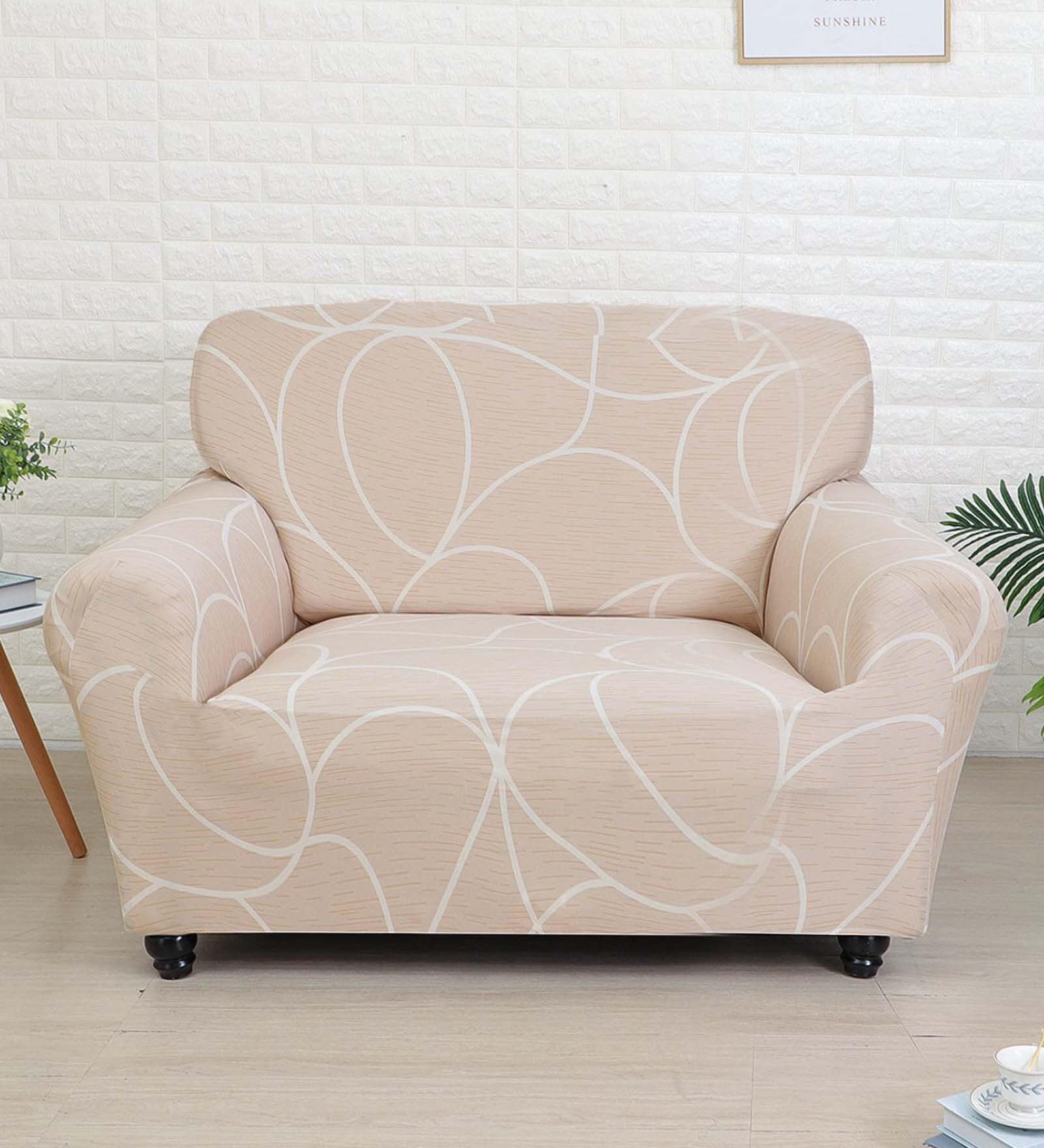 Buy Peach and White Geometric Elegance Fitted Polyester 73x35 Inches 2 ...