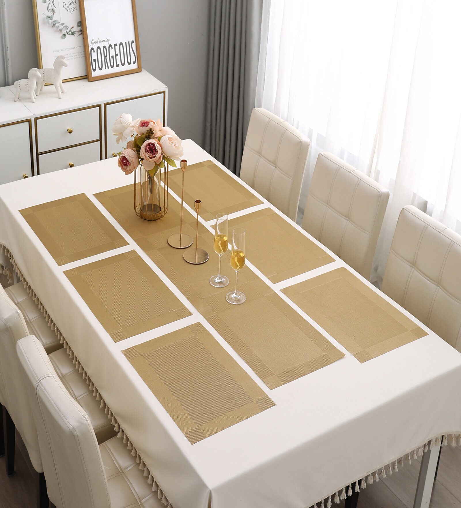 Buy Geometric Gold (18 x12) PVC Table Linen (Set of 7) at 17% OFF by ...