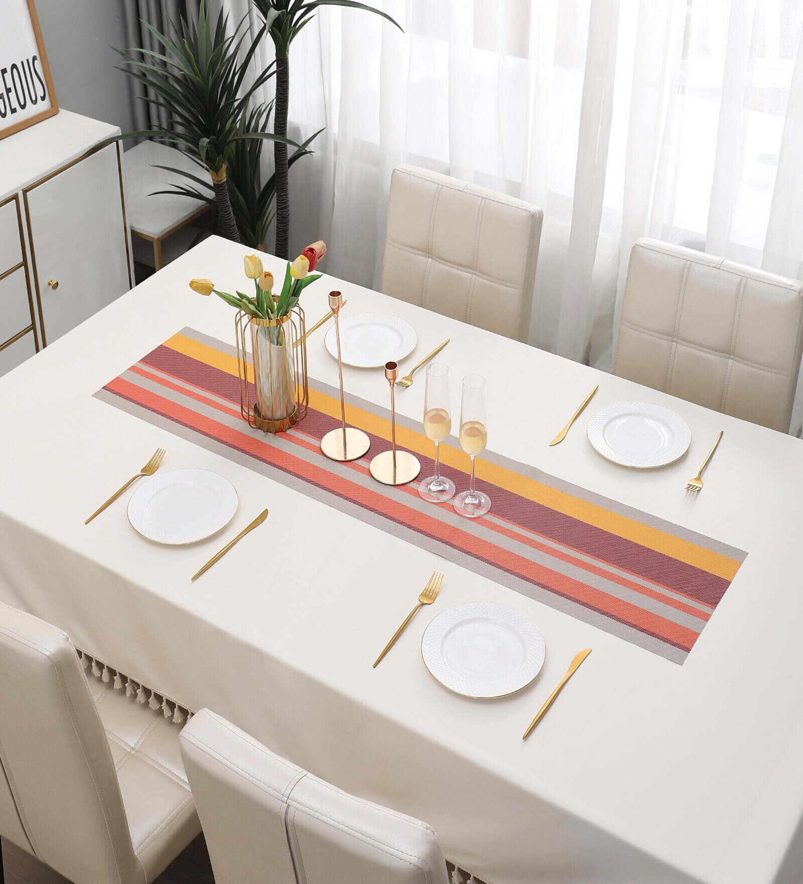 Buy Striped Multicolor (53 x12) PVC Table Runner at 26% OFF by HOKIPO ...