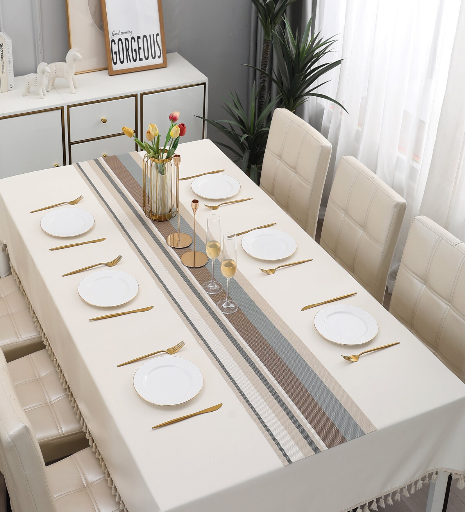 Buy Striped Multicolor (71 x12) PVC Table Runner at 38% OFF by HOKIPO ...