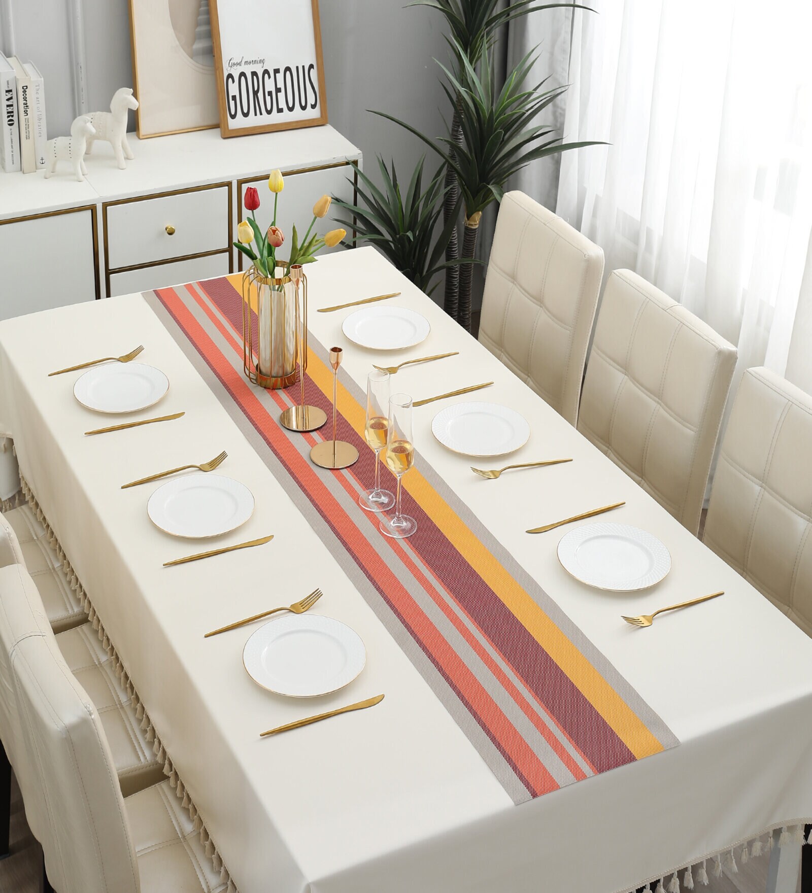 Buy Striped Multicolor (71 x12) PVC Table Runner at 38% OFF by HOKIPO ...