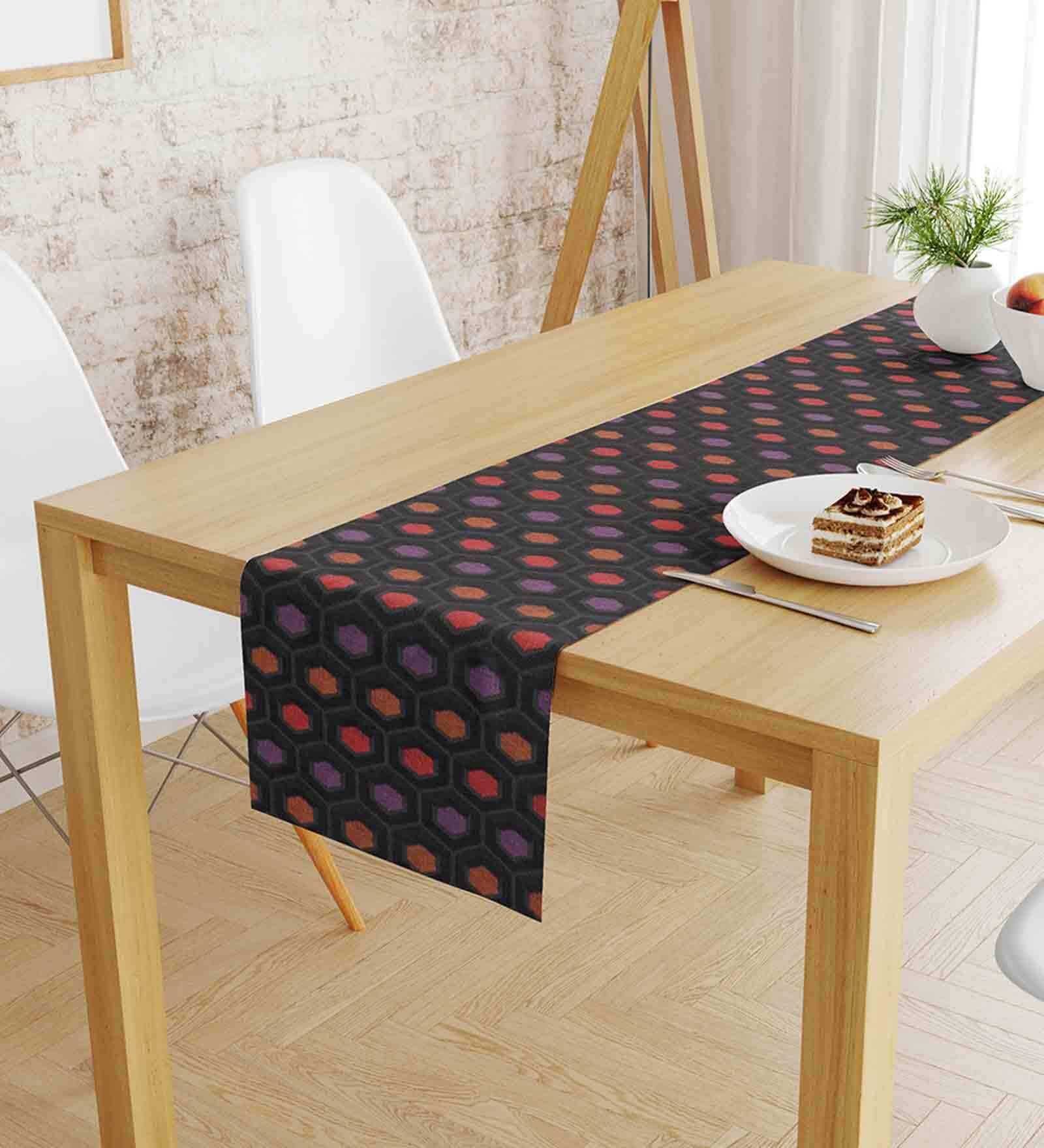 Buy Geometrical (72x12) Black Chenille Jacquard Table Runner at 66% OFF ...