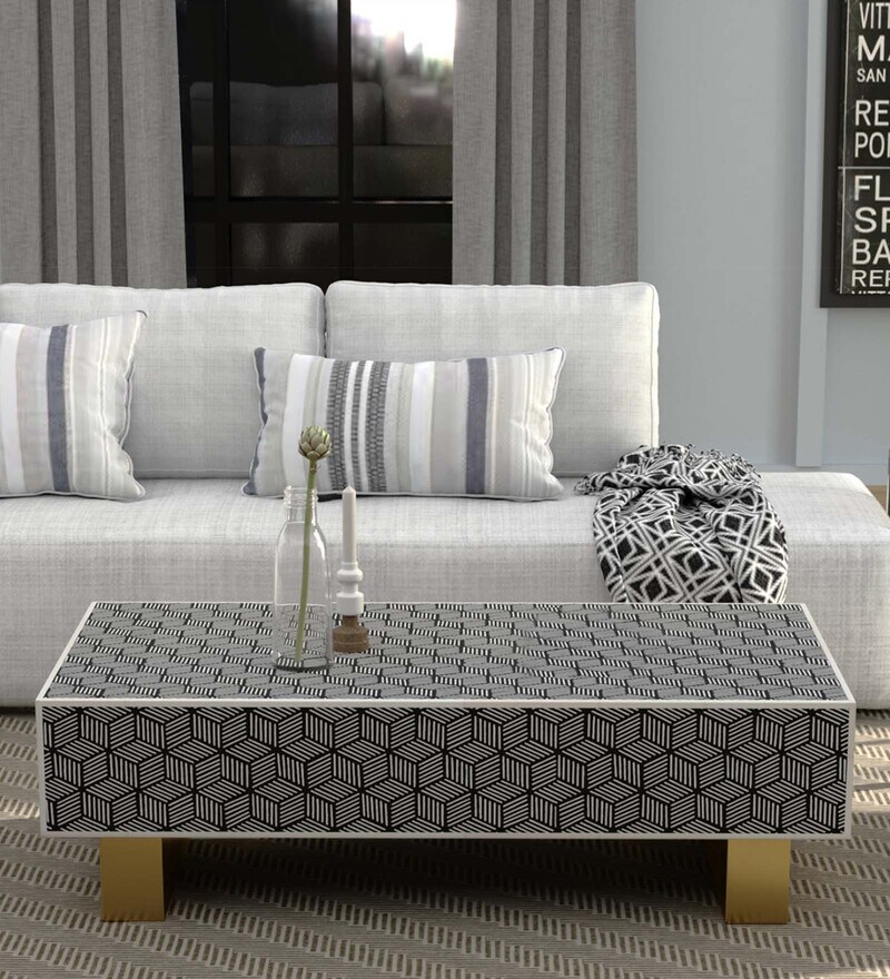Buy Geo Bone Inlay Coffee Table in Black Finish by CasaGold Online ...