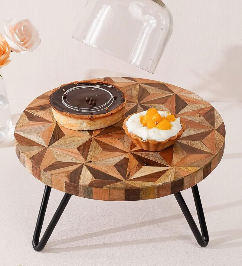 Buy Blazed Brown & Black MDF & Metal Cake Stand Online - Cake Stands ...