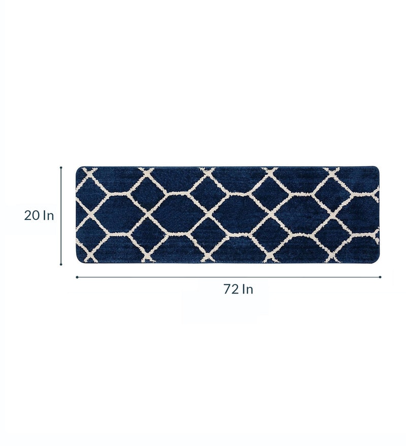 Buy Blue Polyester 71 x 20 Inches Hand Tufted Floor Runner by Saral ...
