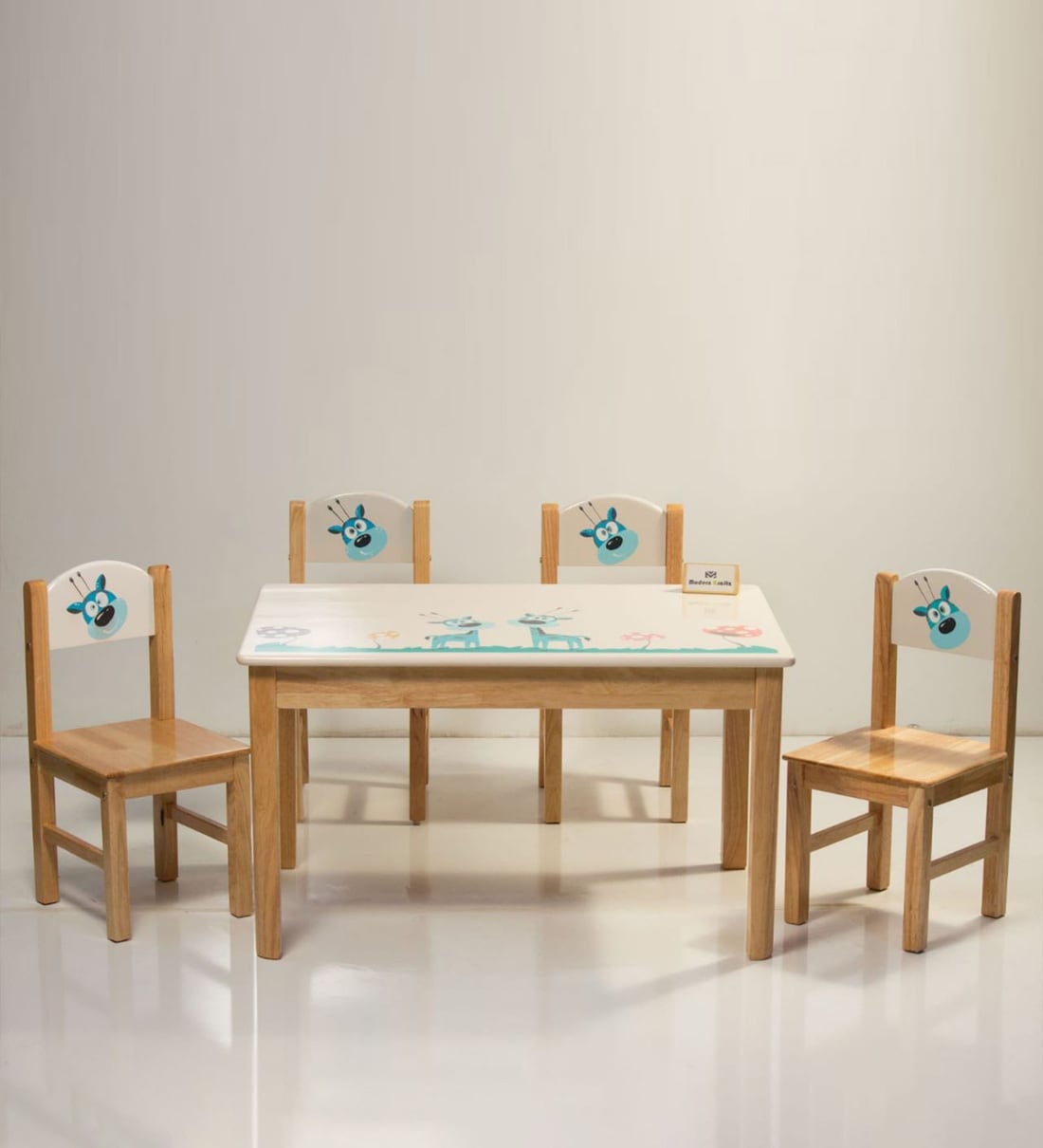 Buy Giraffe & Colorful Mushrooms Solid Wood Kids Activity Table in ...