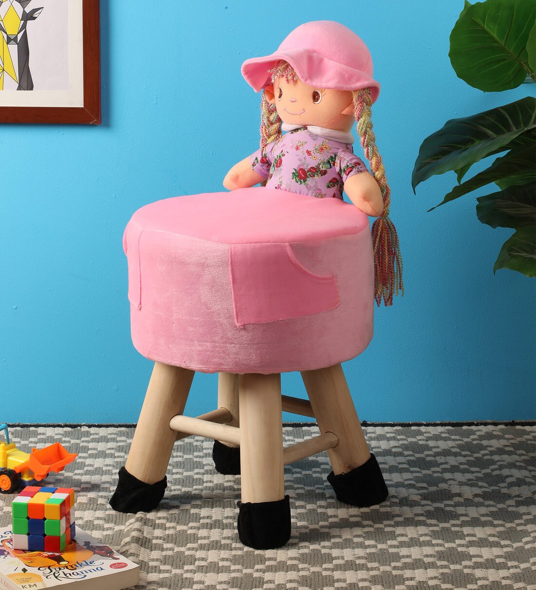 Buy Girl Doll Kids Stool in Pink Colour by BestP Online - Kids Stools ...