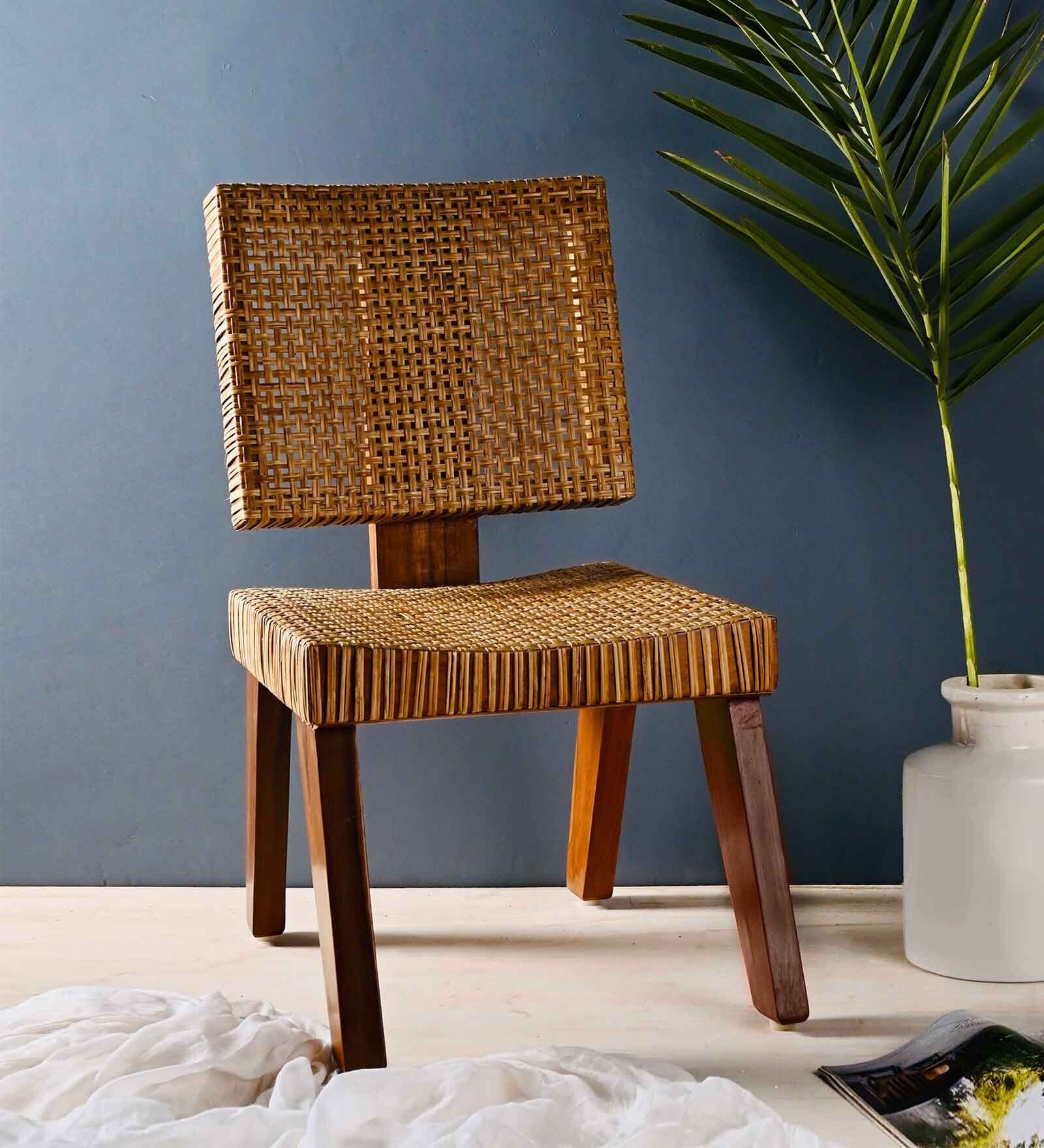 Buy Gio Cane Slipper Chair in Light Wooden Finish by Opaque Studio ...