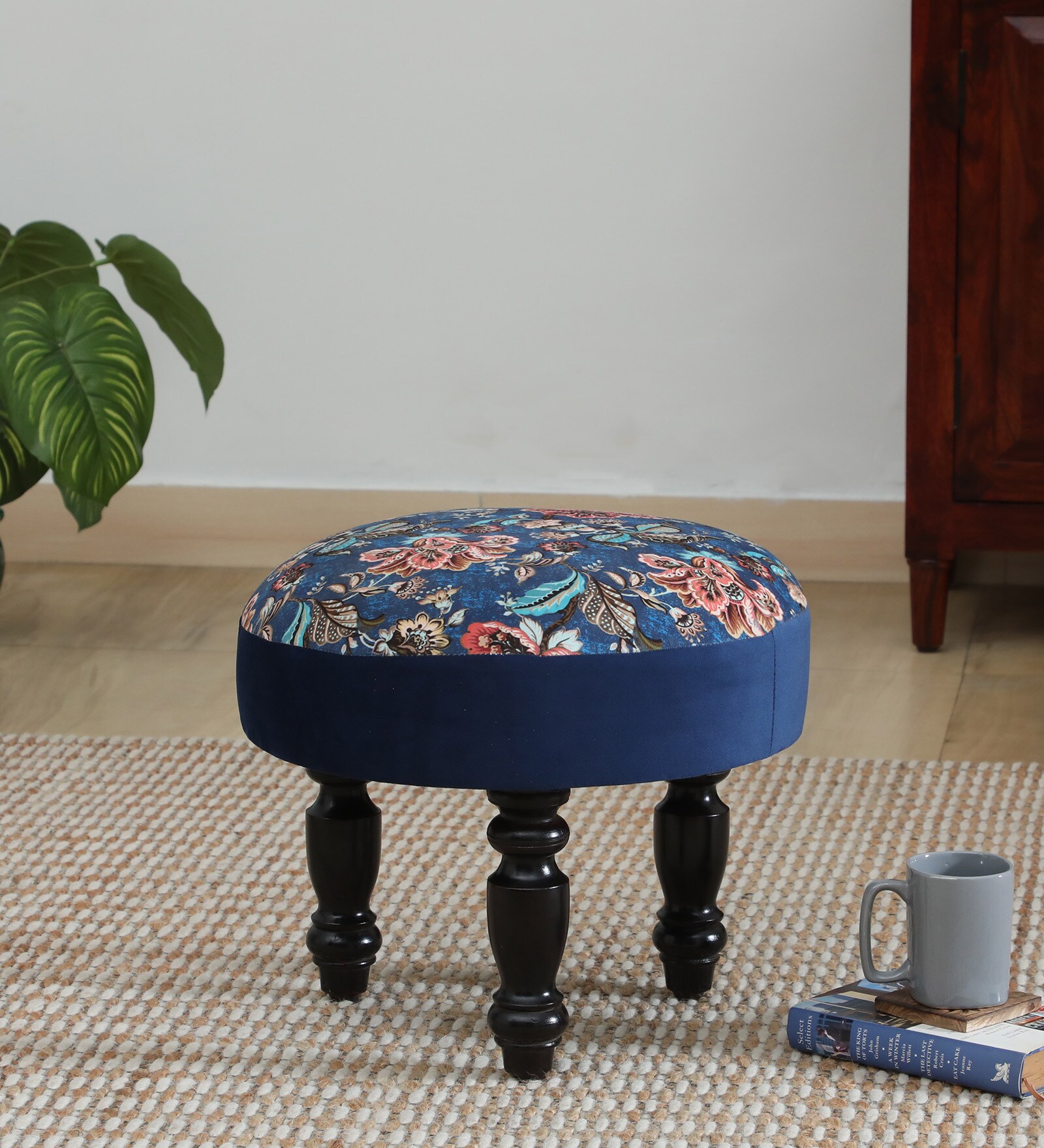 Buy Rayan Fabric Foot Stool In Yellow Color at 30% OFF by Globally ...