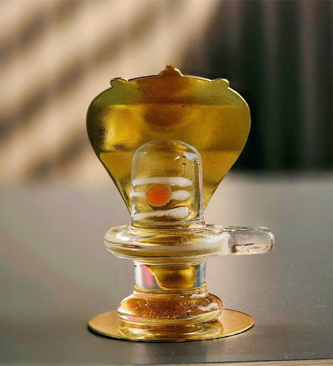 Buy Glass Statue of Father Shiv's Lingam with Metal Snake at 22% OFF by ...